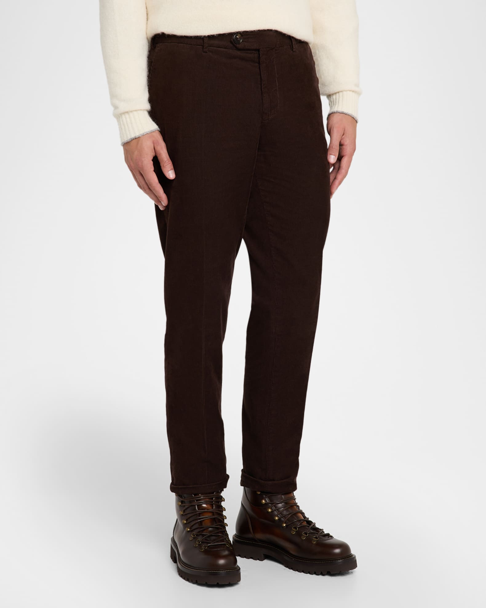 Brunello Cucinelli Men's Fine Corduroy Flat-Front Pants | Neiman Marcus