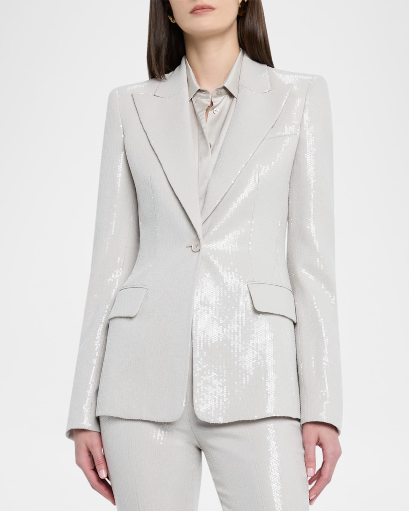 Michael Kors Collection Georgina Sequined One-Button Blazer | Neiman Marcus