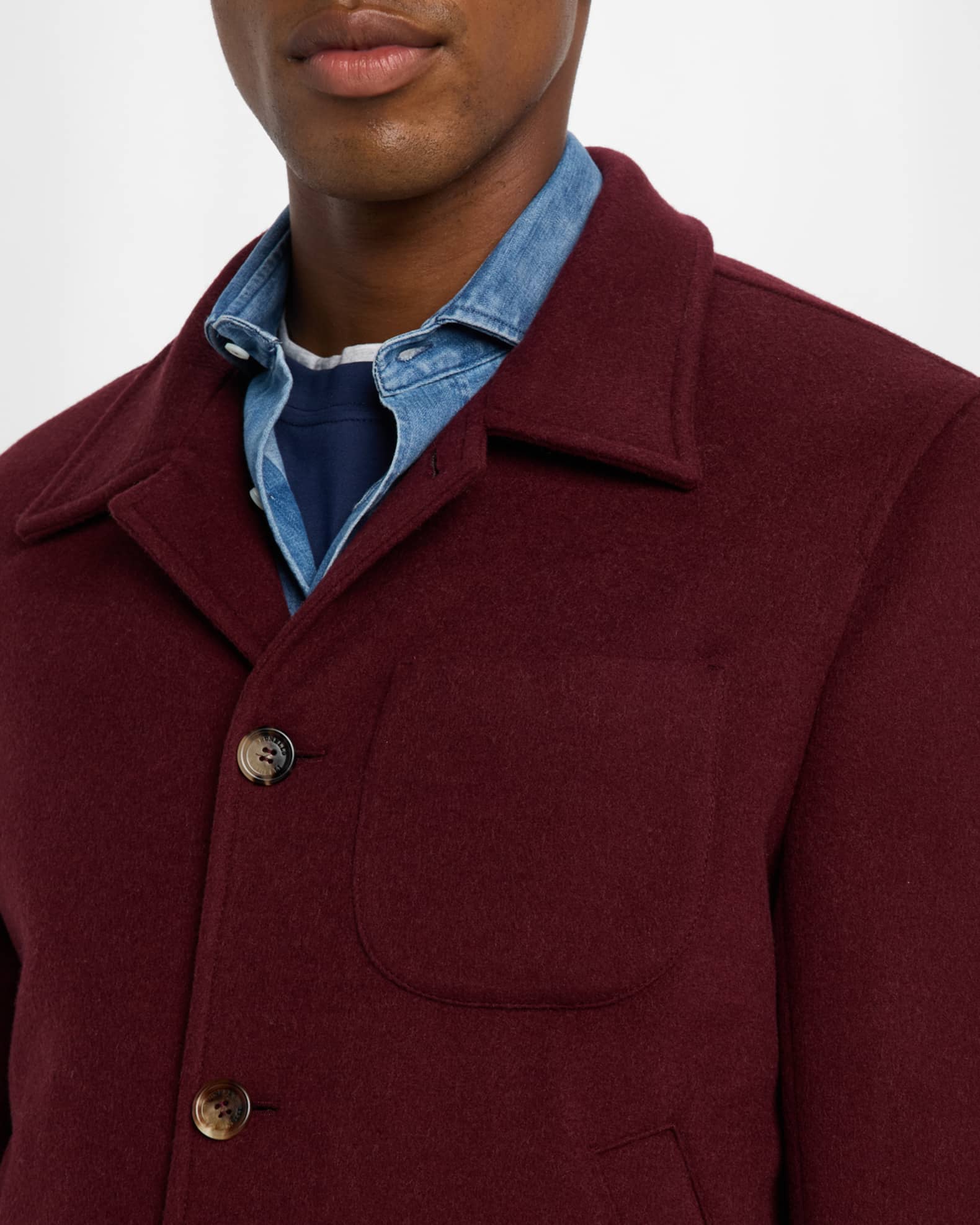 Brunello Cucinelli Men's Wool Button-Front Bomber Jacket | Neiman Marcus