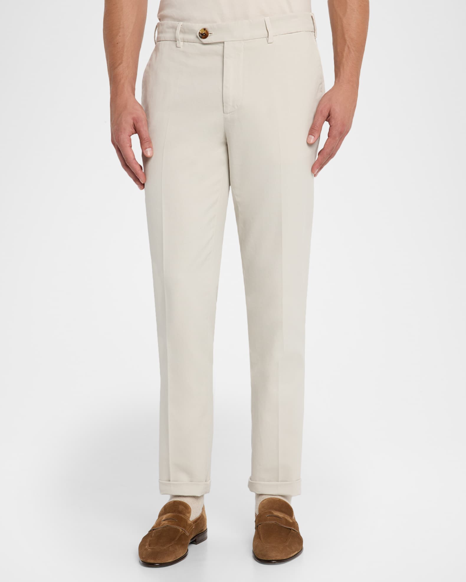 Brunello Cucinelli Men's Modern Fit Flat-Front Pants | Neiman Marcus