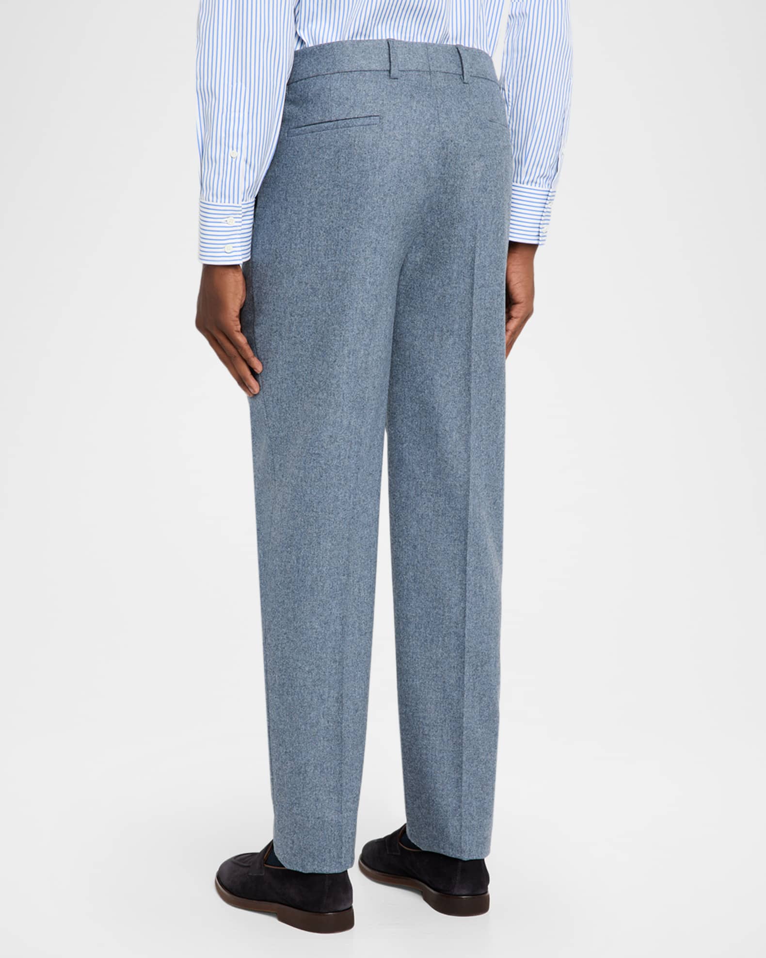 Brunello Cucinelli Men's Wool Flannel Single-Pleated Pants | Neiman Marcus
