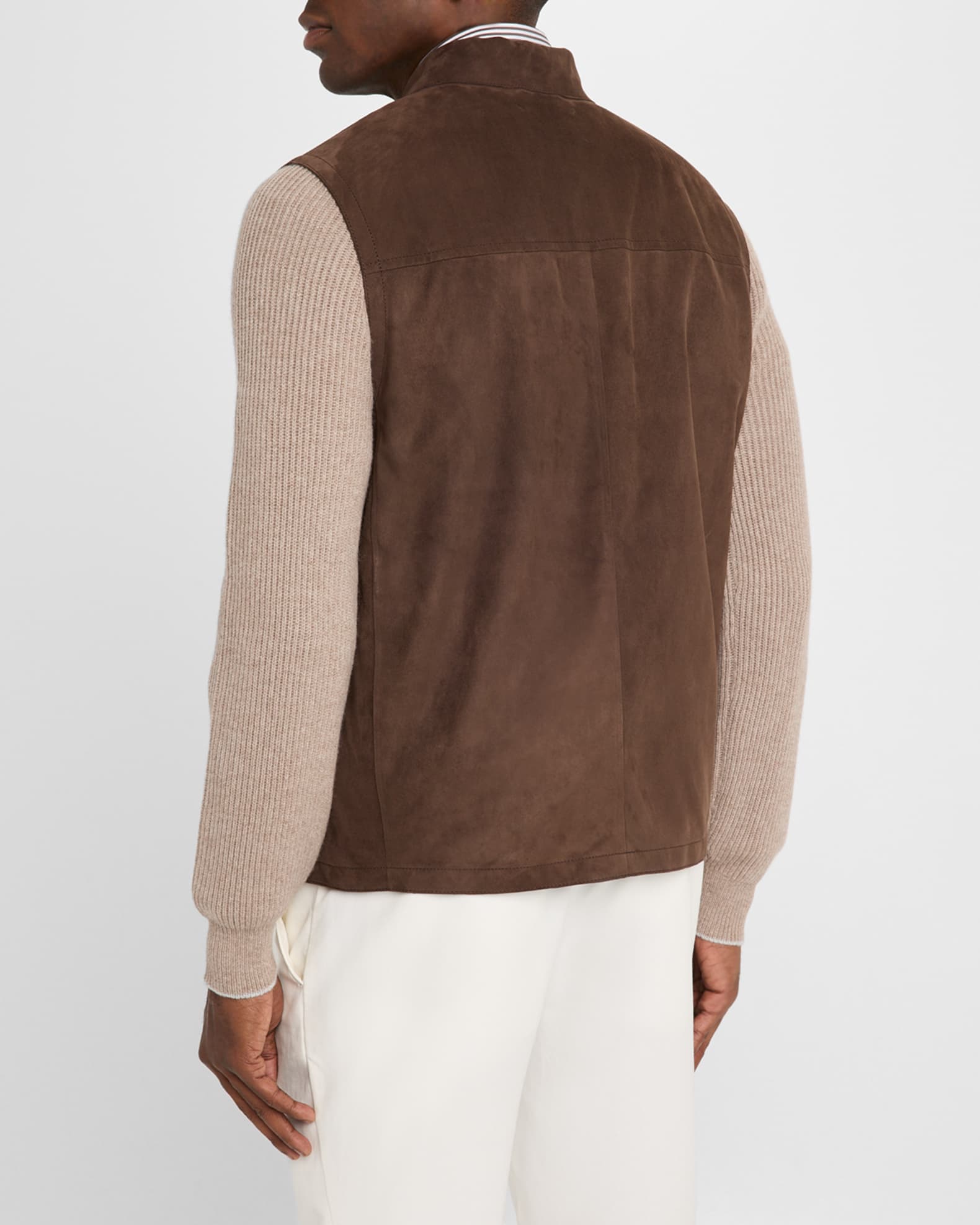 Brunello Cucinelli Men's Suede Snap-Front Vest | Neiman Marcus