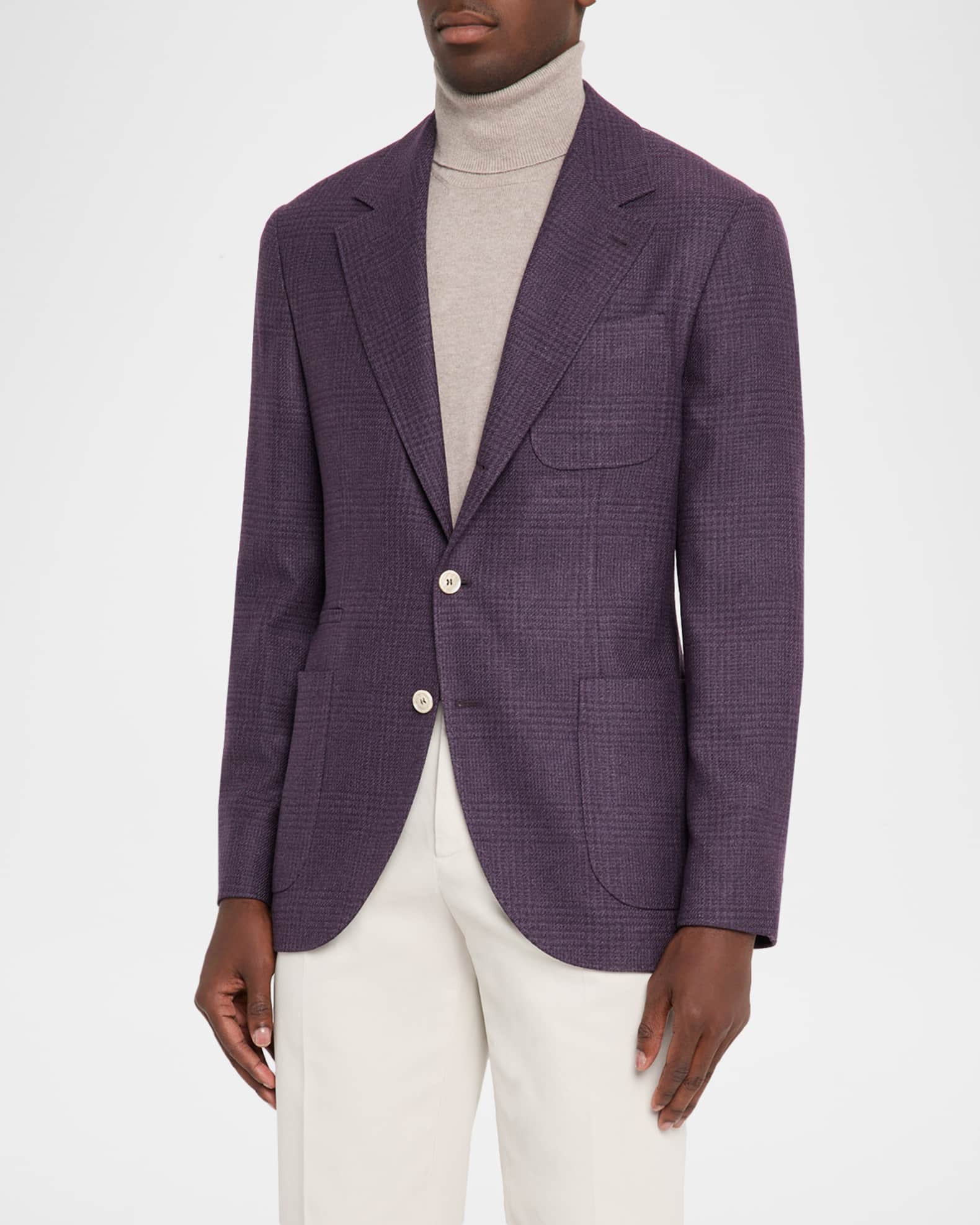Brunello Cucinelli Men's Tonal Prince of Wales Patch-Pocket Sport Coat ...