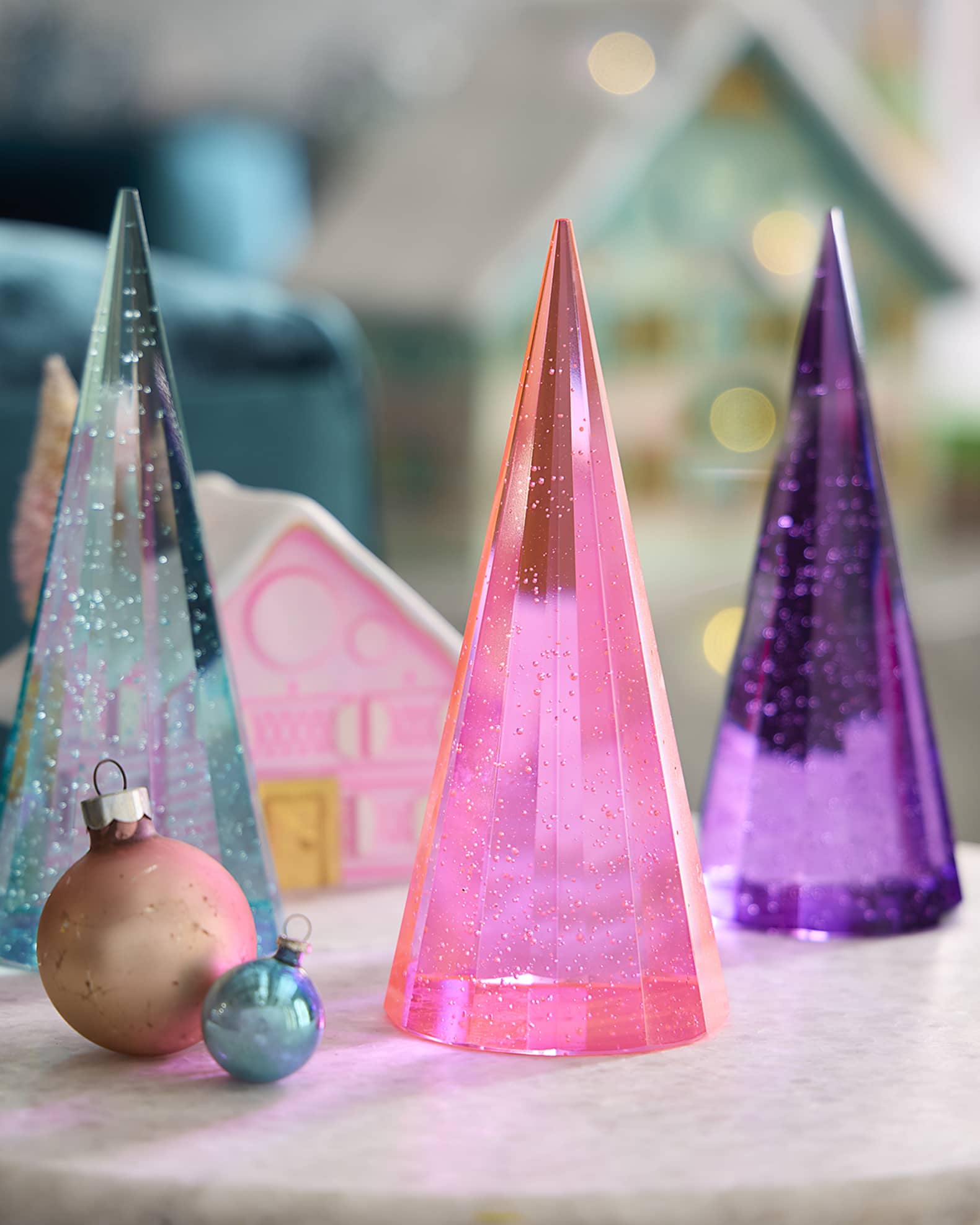 Glitterville Dark Pink Crystal Cone Tree, 7" | Neiman Marcus