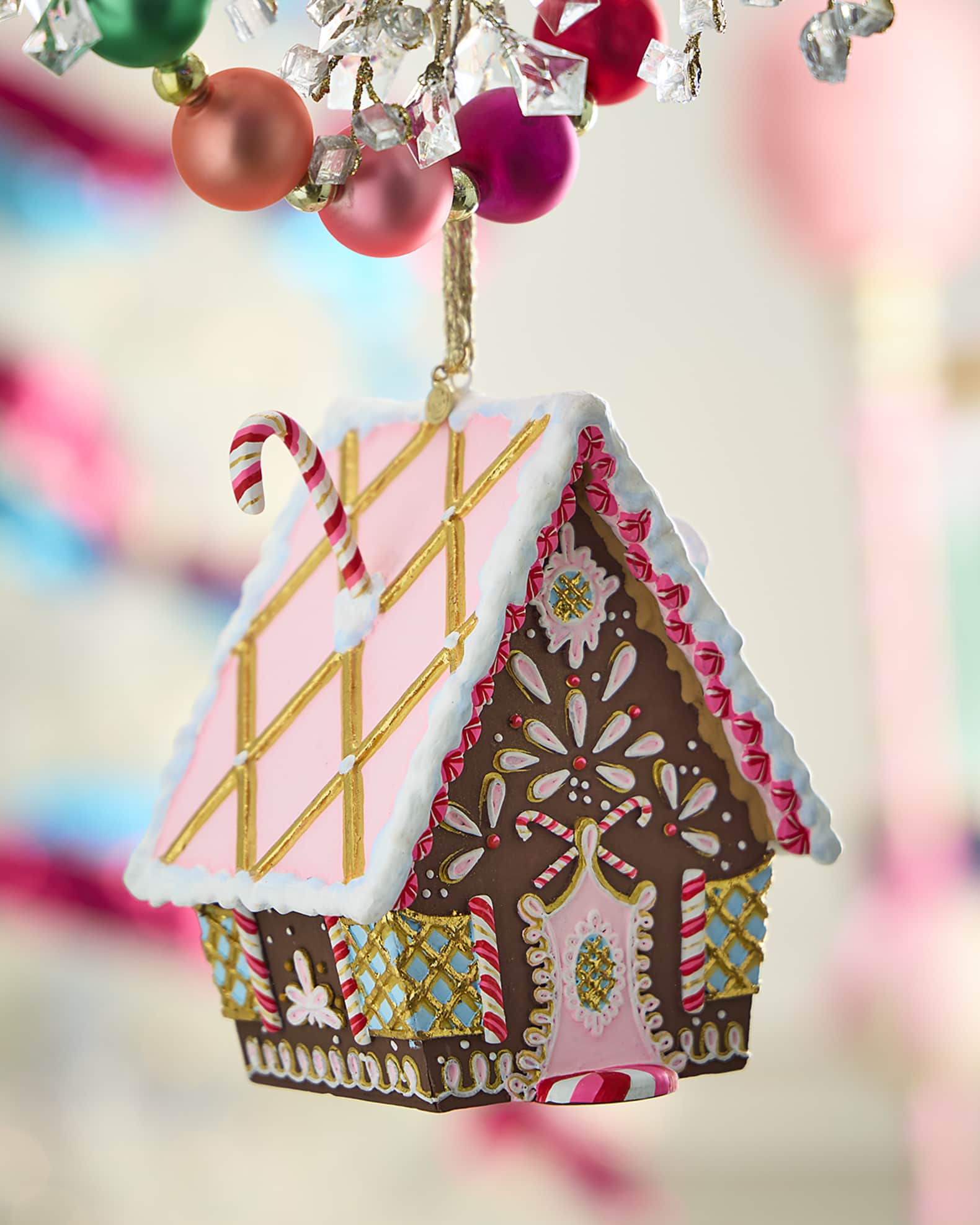 Glitterville Gingerbread Cottage Christmas Ornament, Brown | Neiman Marcus