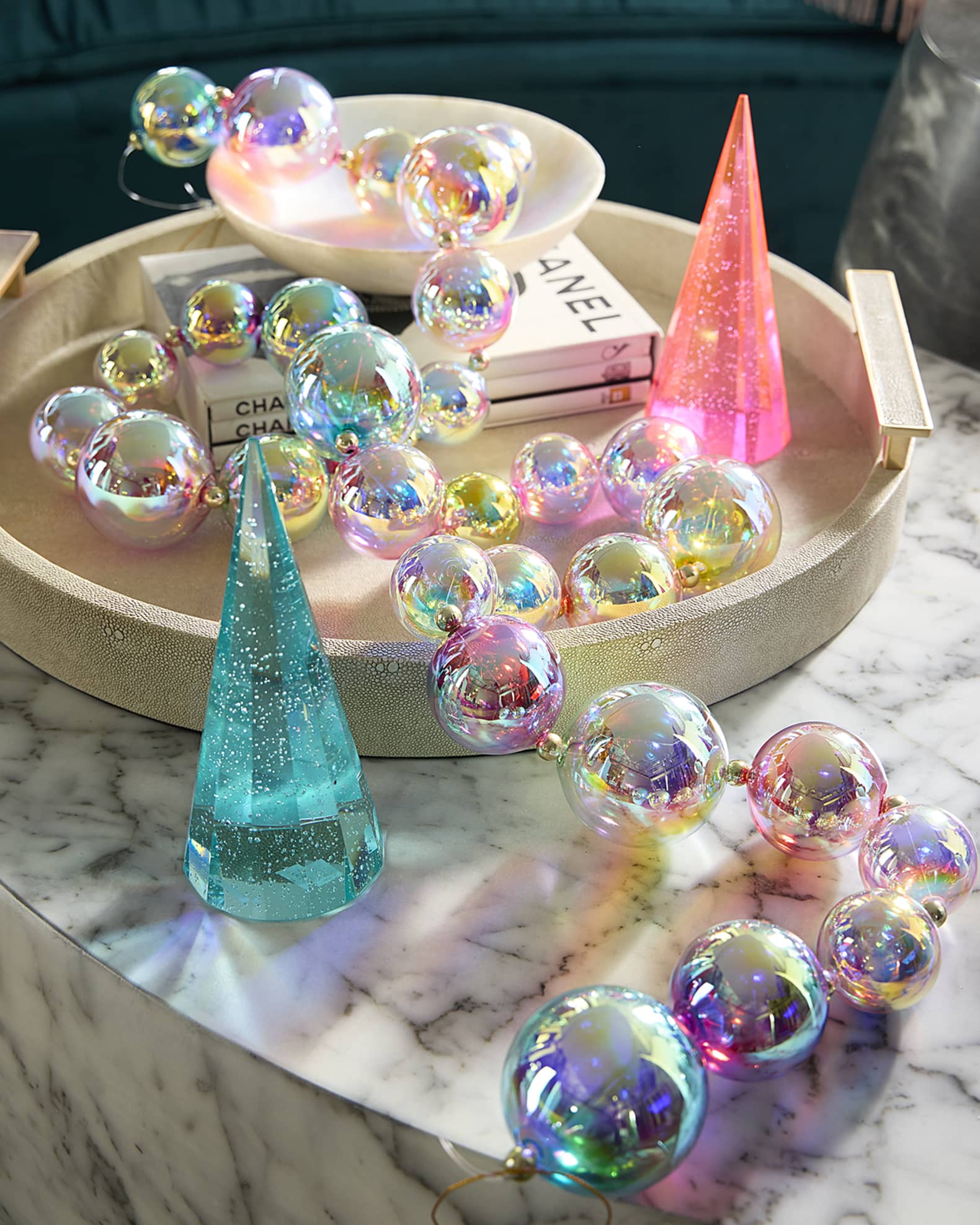 Glitterville Opalessence Essence Large Glass Garland, 75" | Neiman Marcus