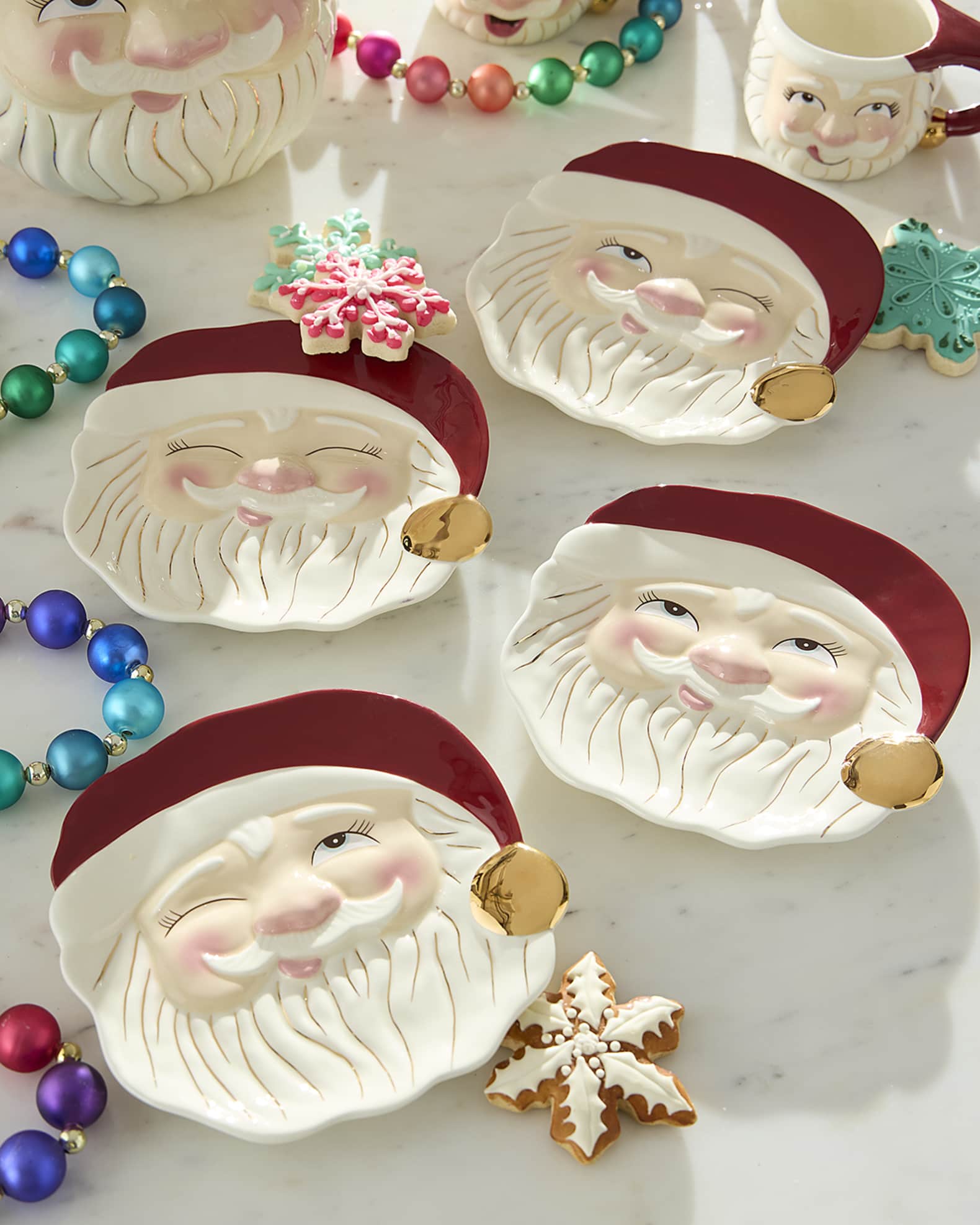 Glitterville Papa Noel Ceramic Plates, Set of 4 | Neiman Marcus
