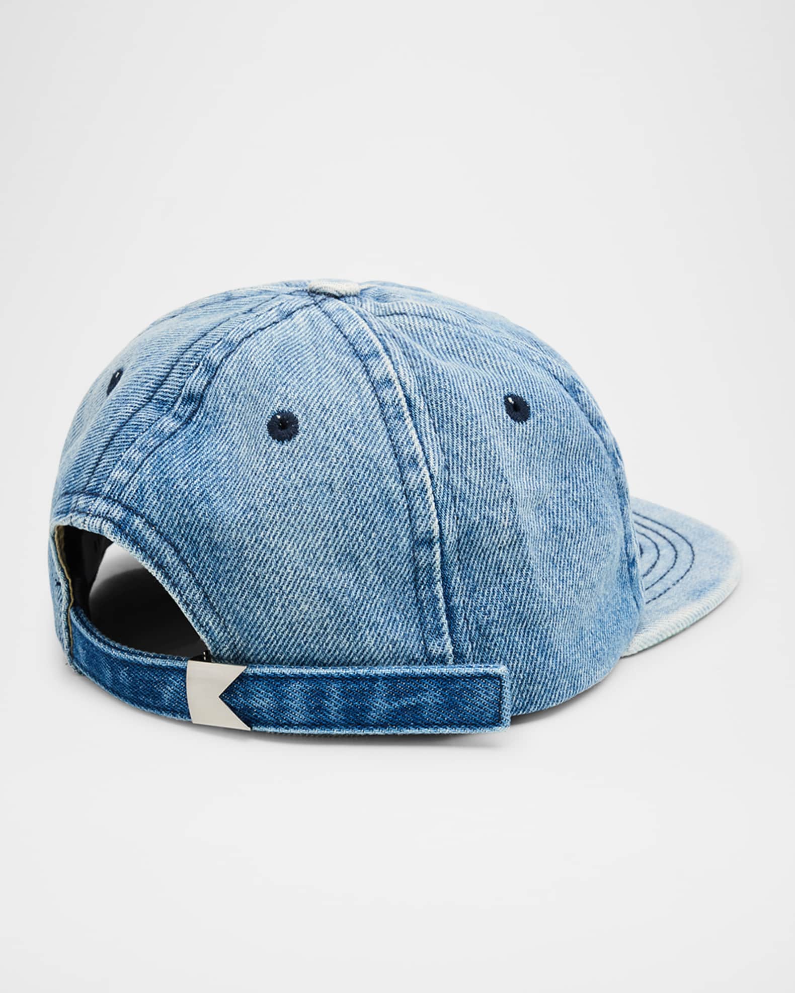 Rhude Men's Embroidered Logo Flat-Brim Denim Baseball Cap | Neiman Marcus