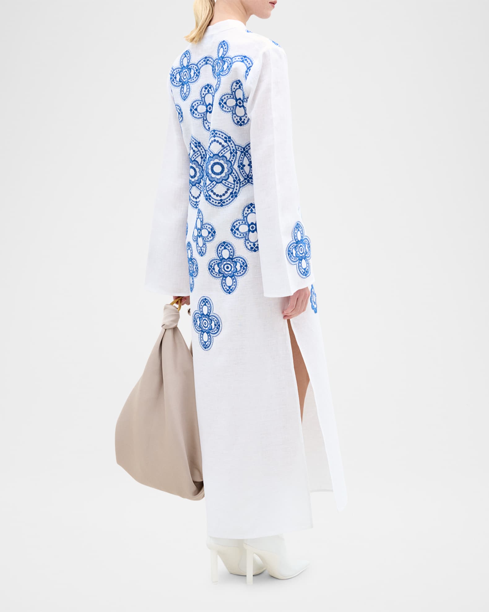 Silvia Tcherassi Adalys Geometric Linen-Cotton Tunic Dress | Neiman Marcus