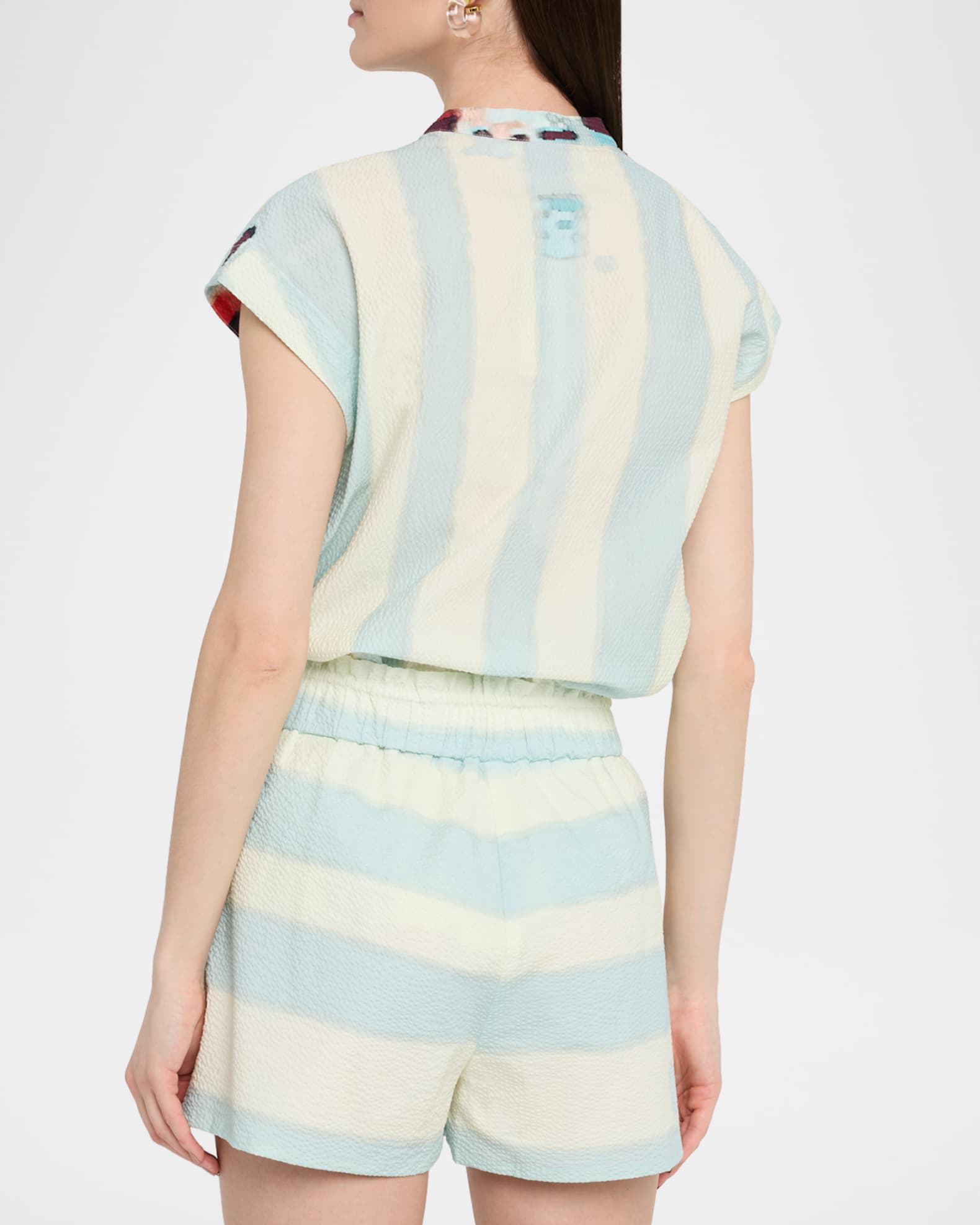 Silvia Tcherassi Adele Short-Sleeve Textured Blouse | Neiman Marcus