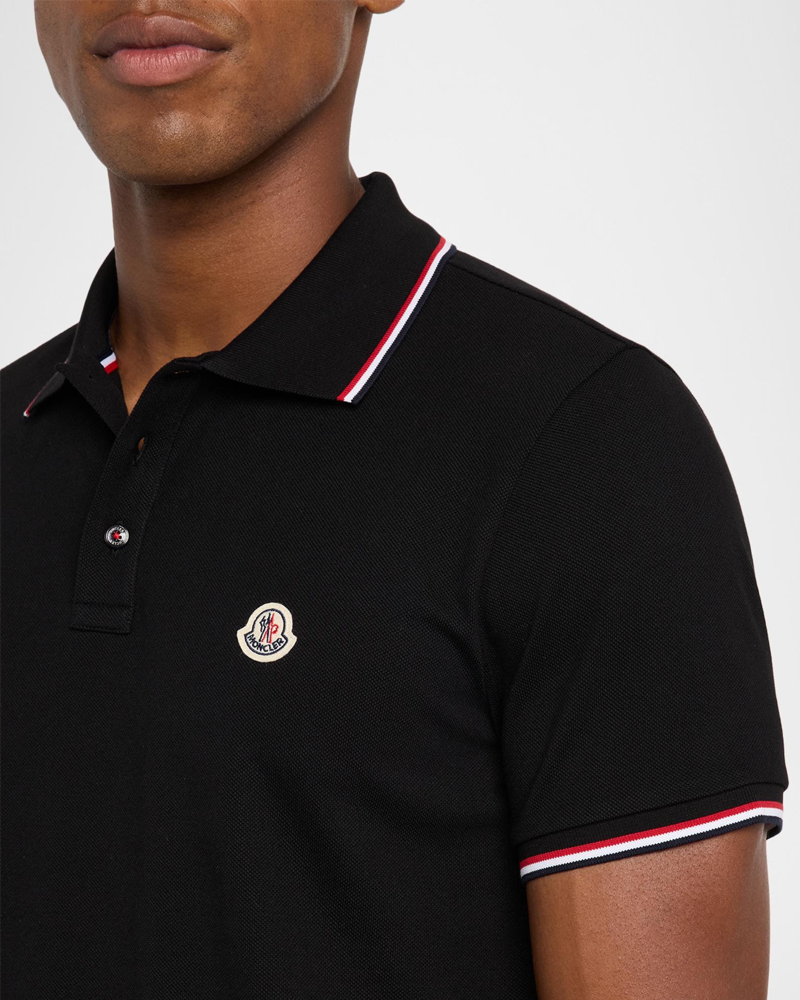 Moncler Men's Short Sleeve Polo with Contrast Sleeves | Neiman Marcus