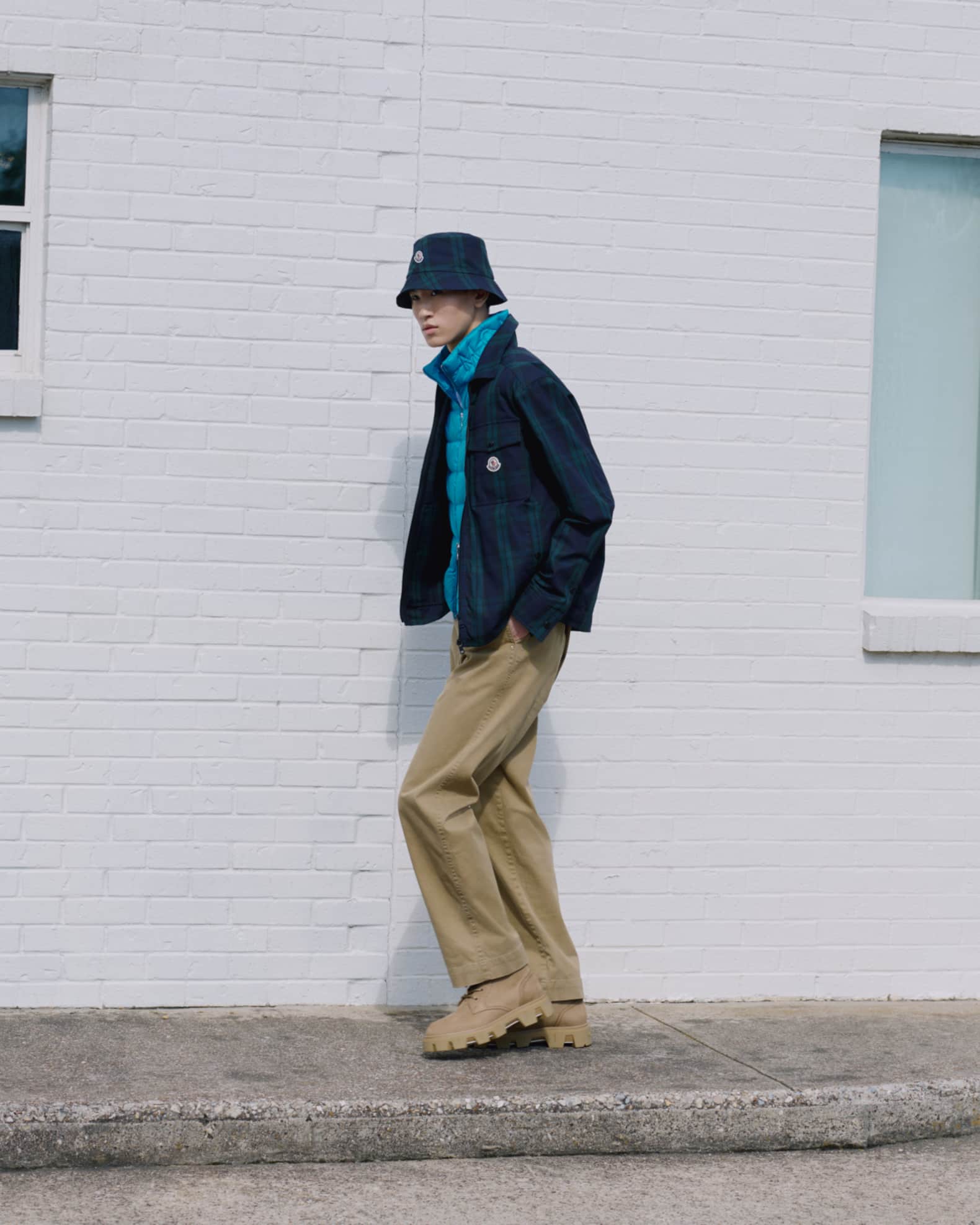 Moncler Men's Archivio Plaid Wool Bucket Hat | Neiman Marcus