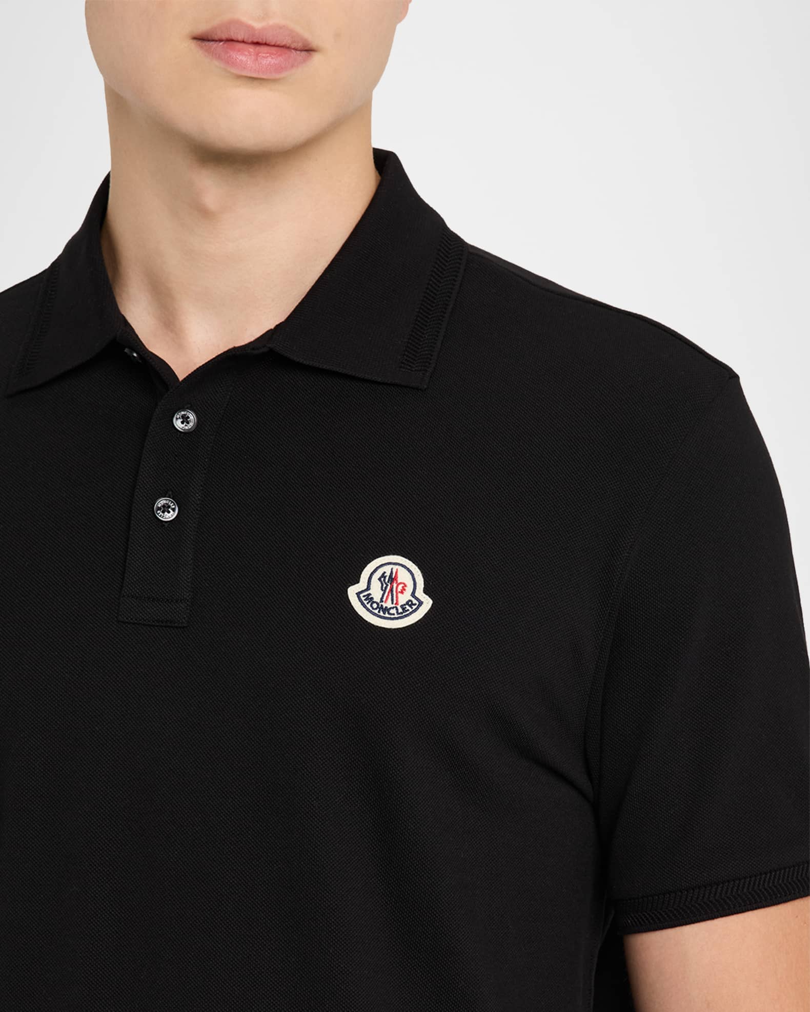 Moncler Men's Chest-Logo Pique Polo Shirt | Neiman Marcus