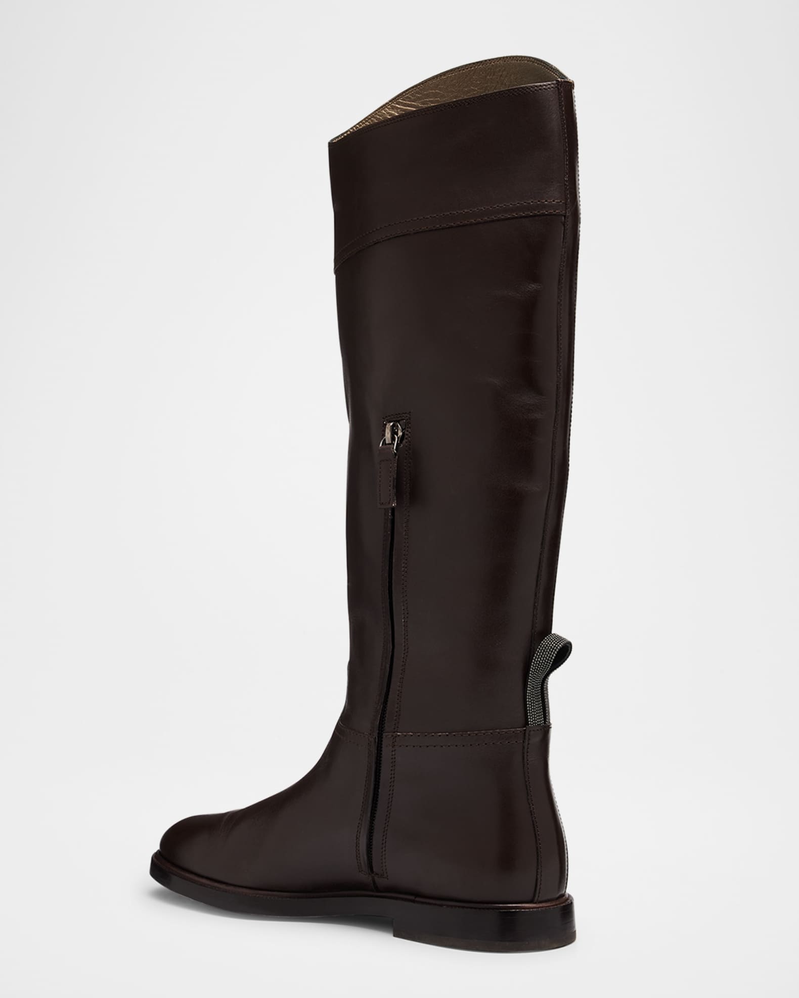 Brunello Cucinelli Mat Leather Equestrian Riding Boots | Neiman Marcus