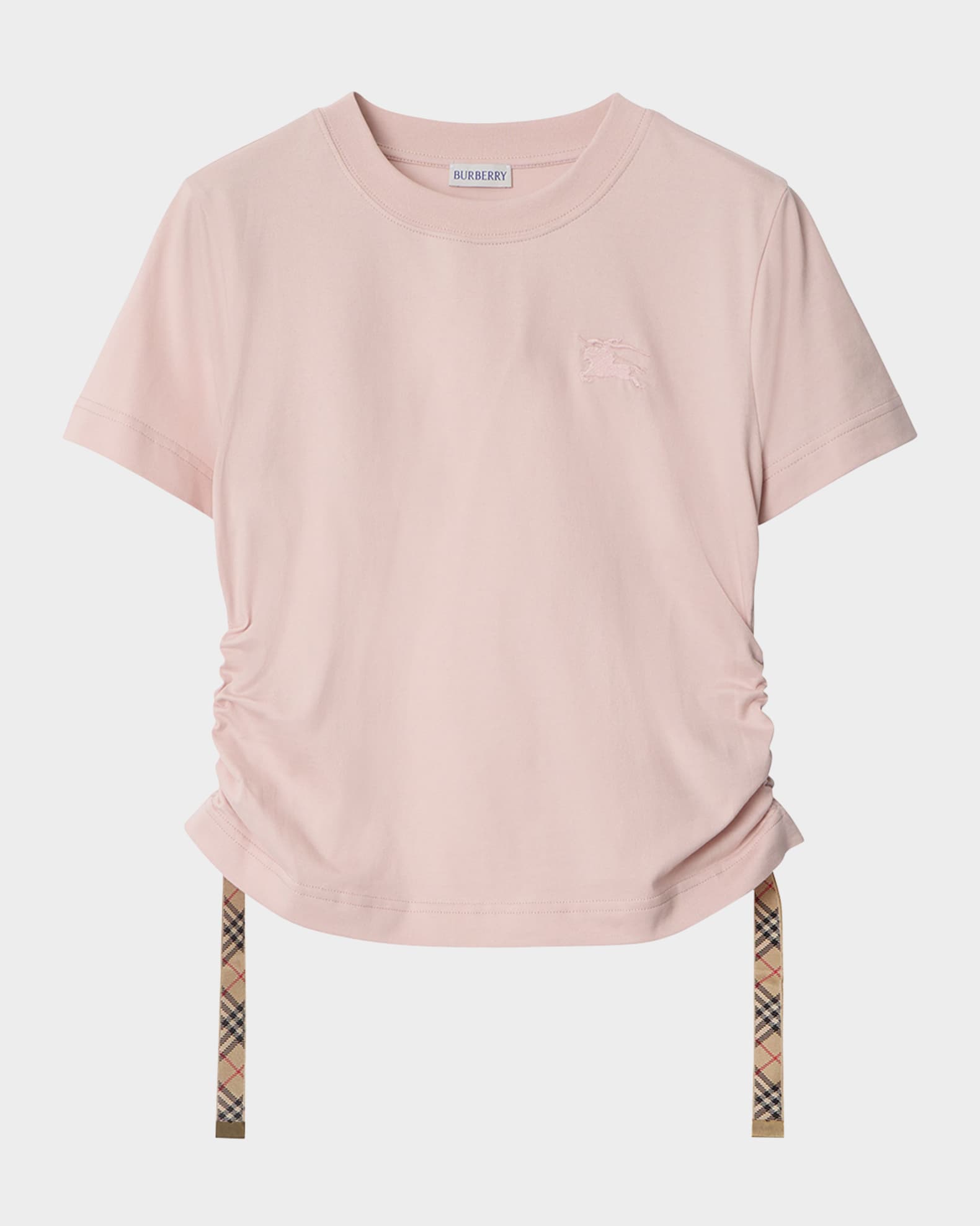 Burberry Drawstring Ruched Crop T-Shirt | Neiman Marcus