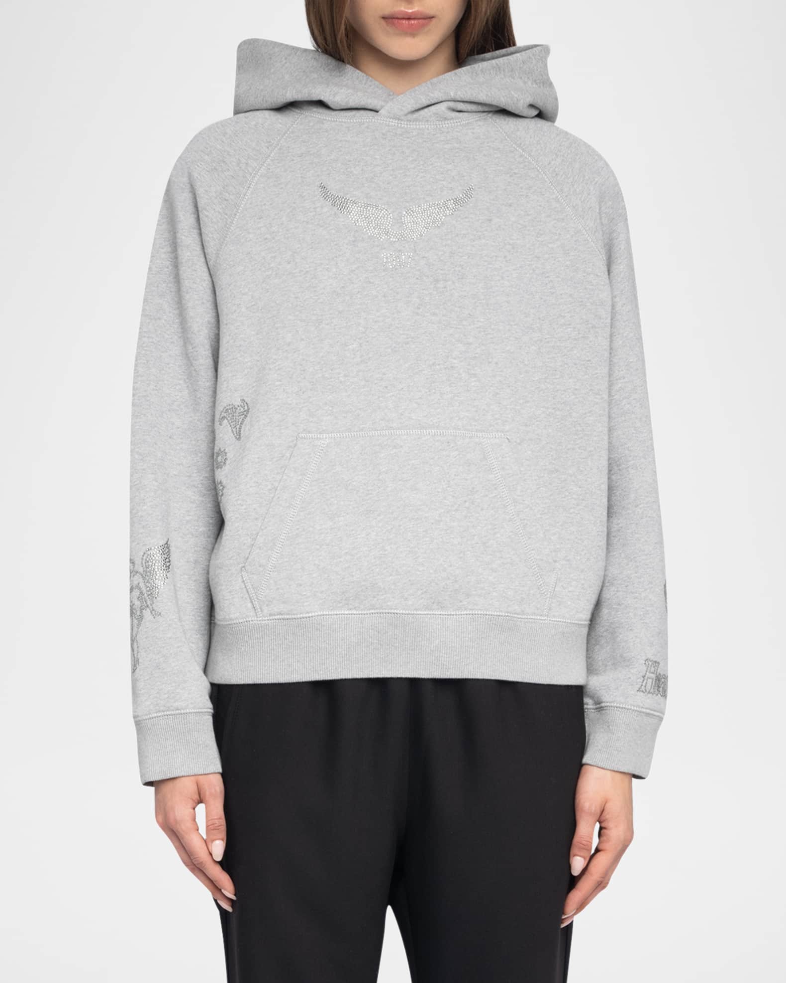 Zadig & Voltaire Georgy Multi Strass Hooded Sweatshirt | Neiman Marcus
