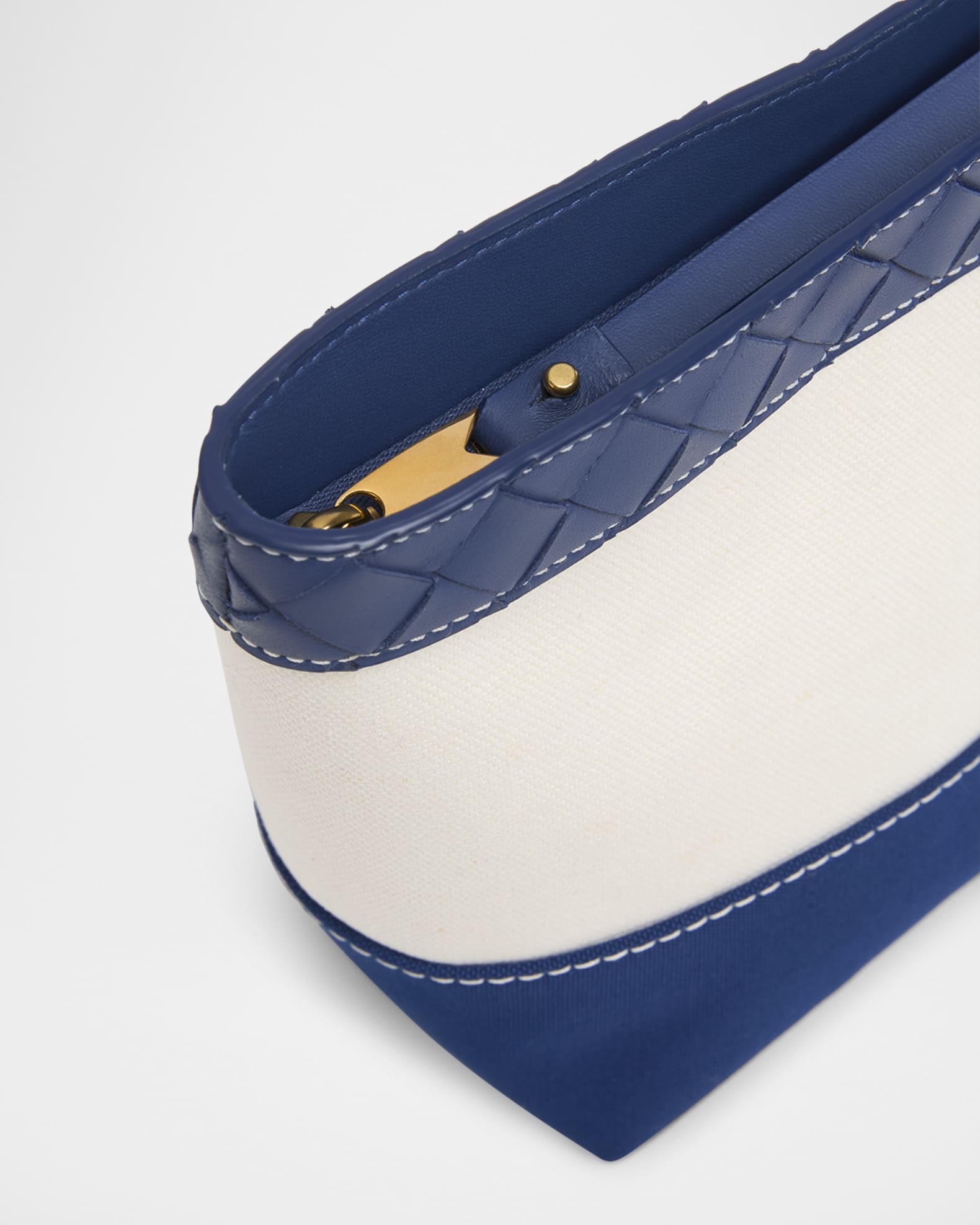 Bottega Veneta Leather-Trim Canvas Pouch Bag | Neiman Marcus