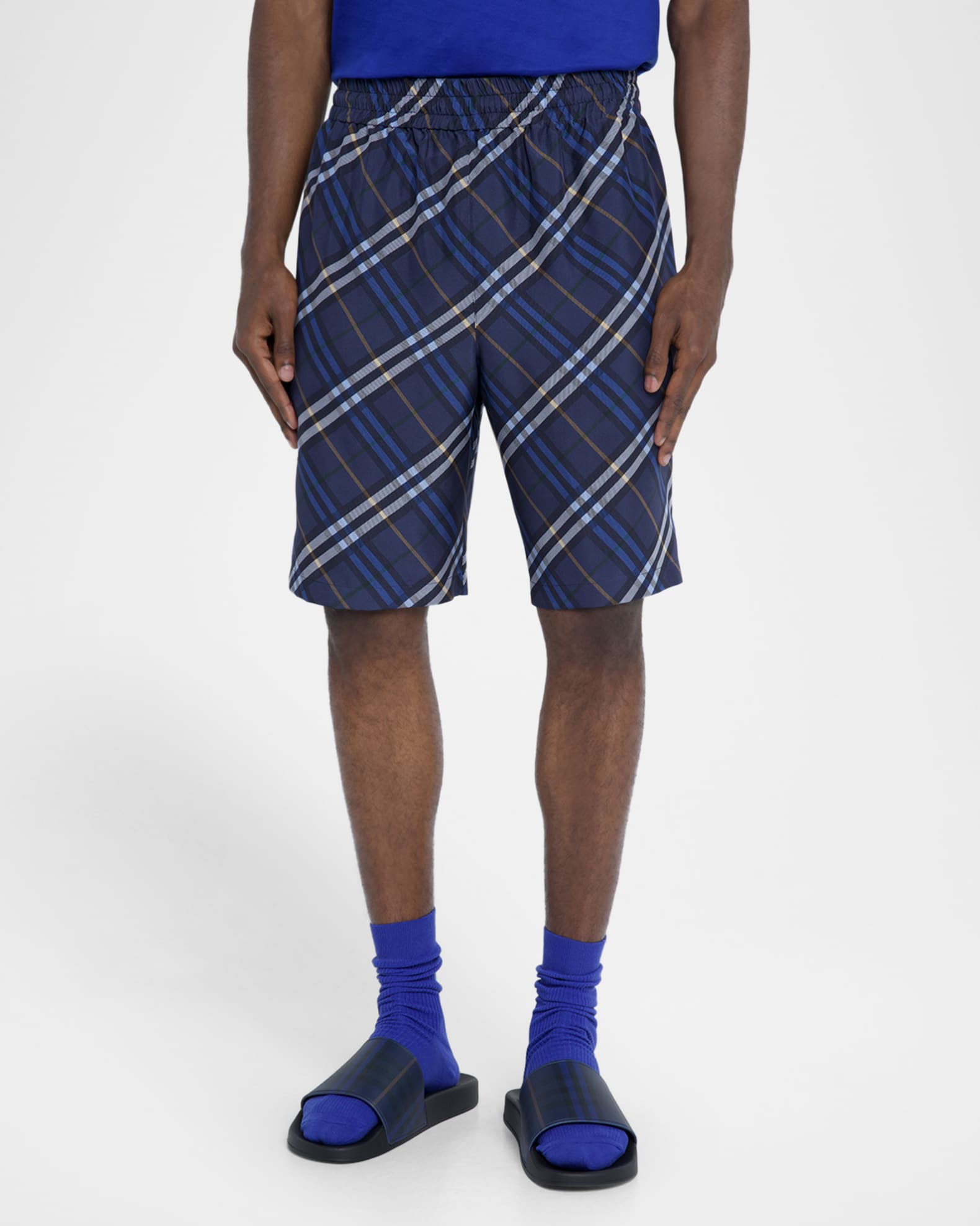 Burberry Men's Casual Silk Check Shorts | Neiman Marcus