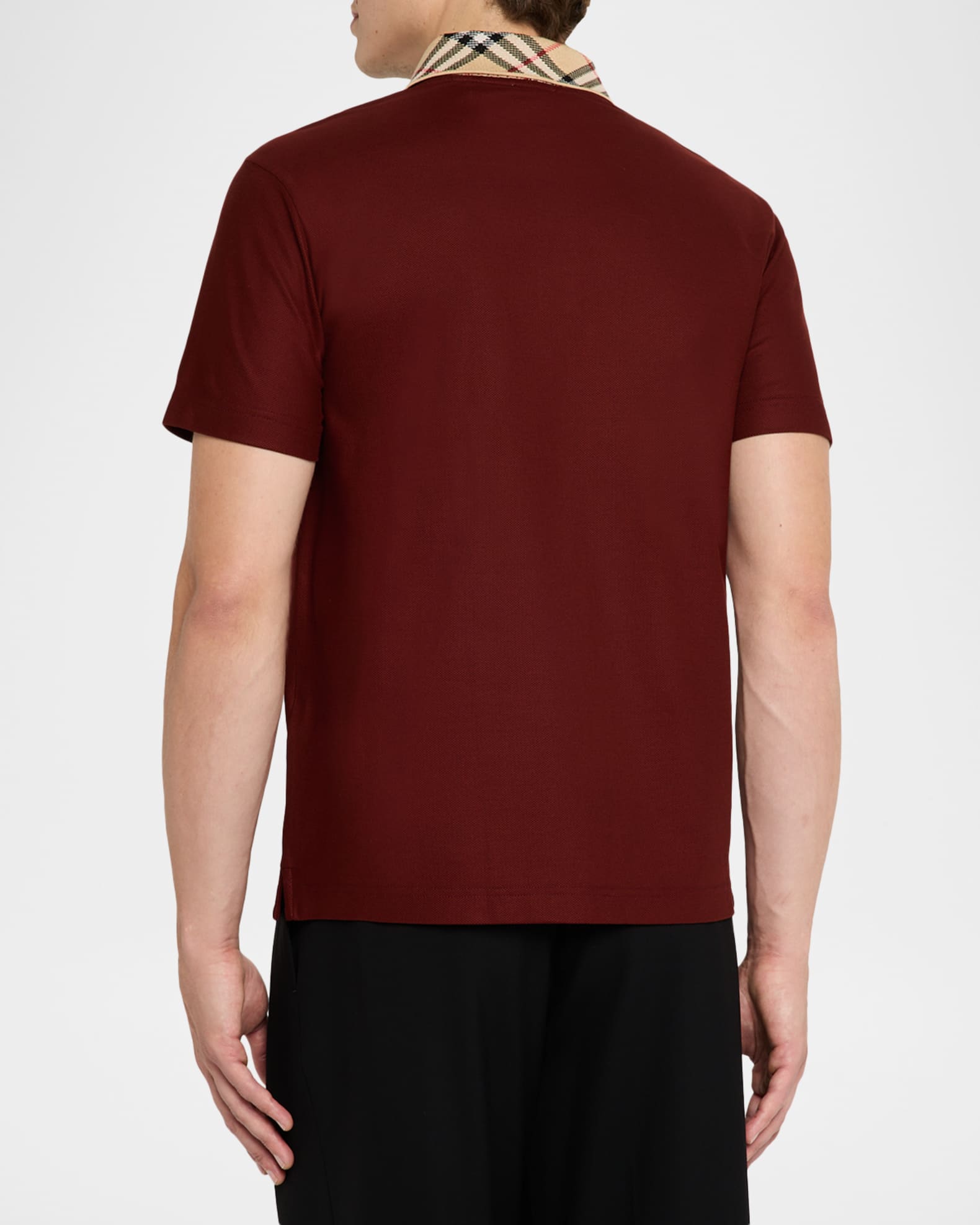 Burberry Men's Cotton Check-Collar Polo Shirt | Neiman Marcus