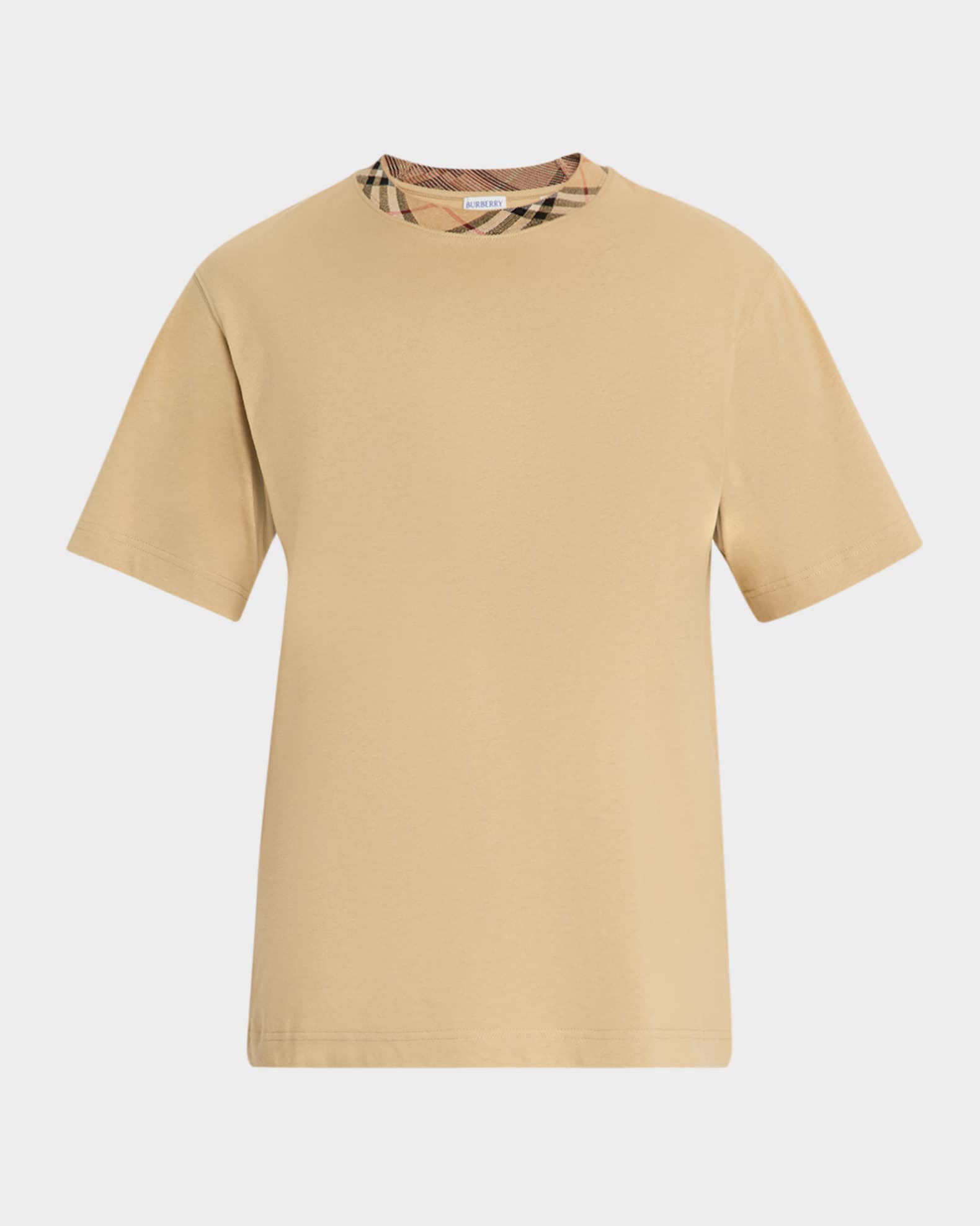 Burberry Men's Check-Trim Crewneck T-Shirt | Neiman Marcus