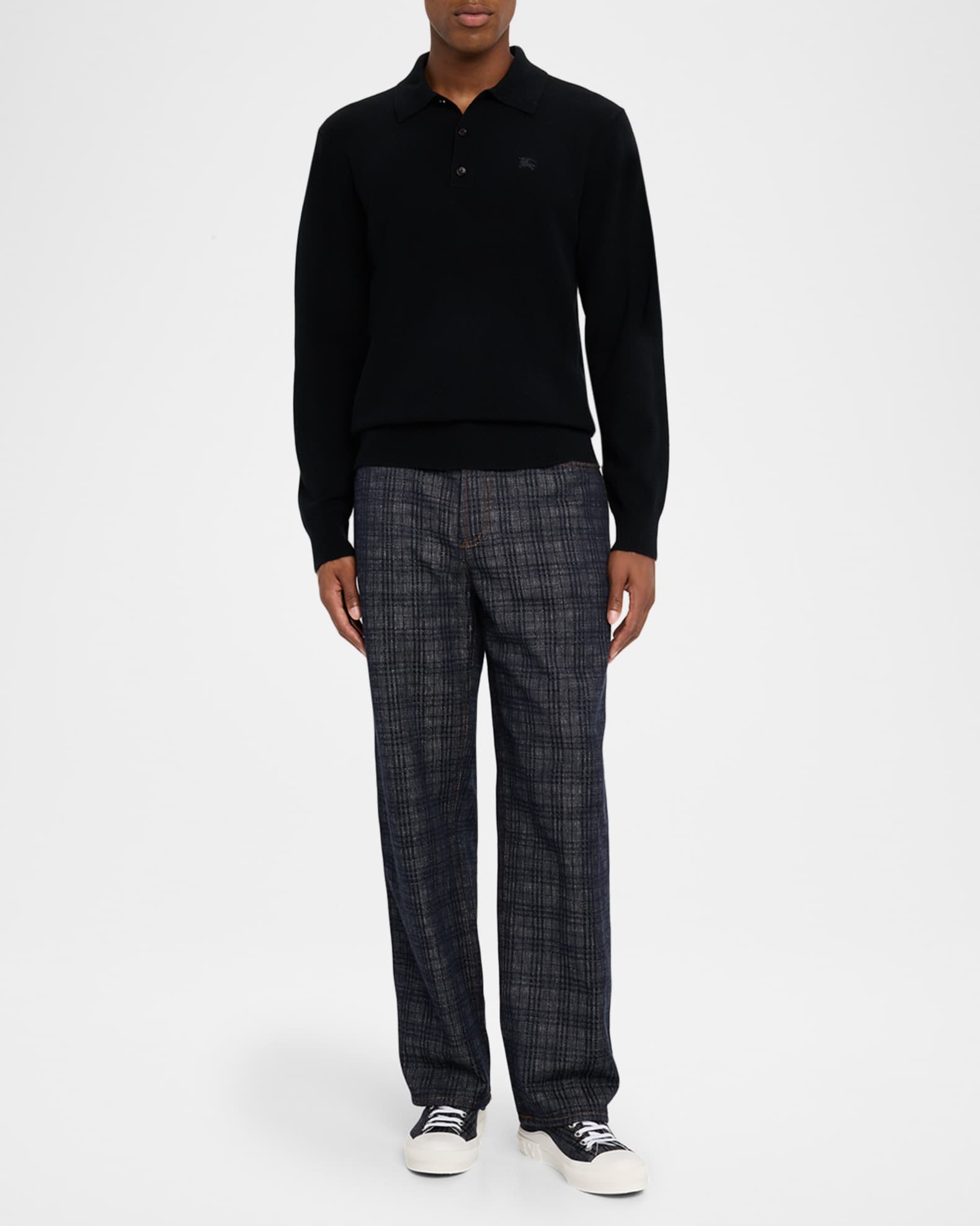 Burberry Men's Embroidered EKD Knit Polo Shirt | Neiman Marcus