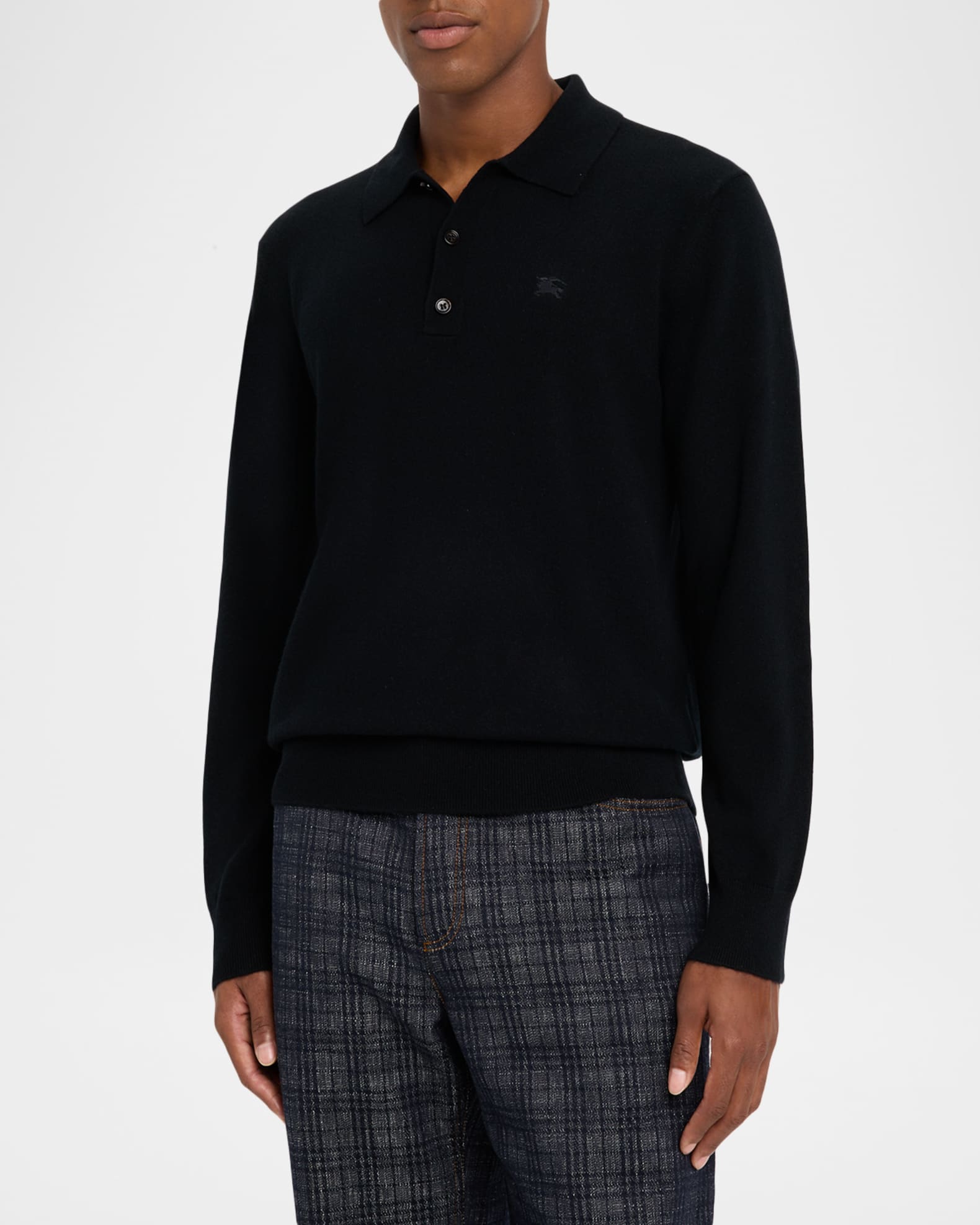 Burberry Men's Embroidered EKD Knit Polo Shirt | Neiman Marcus