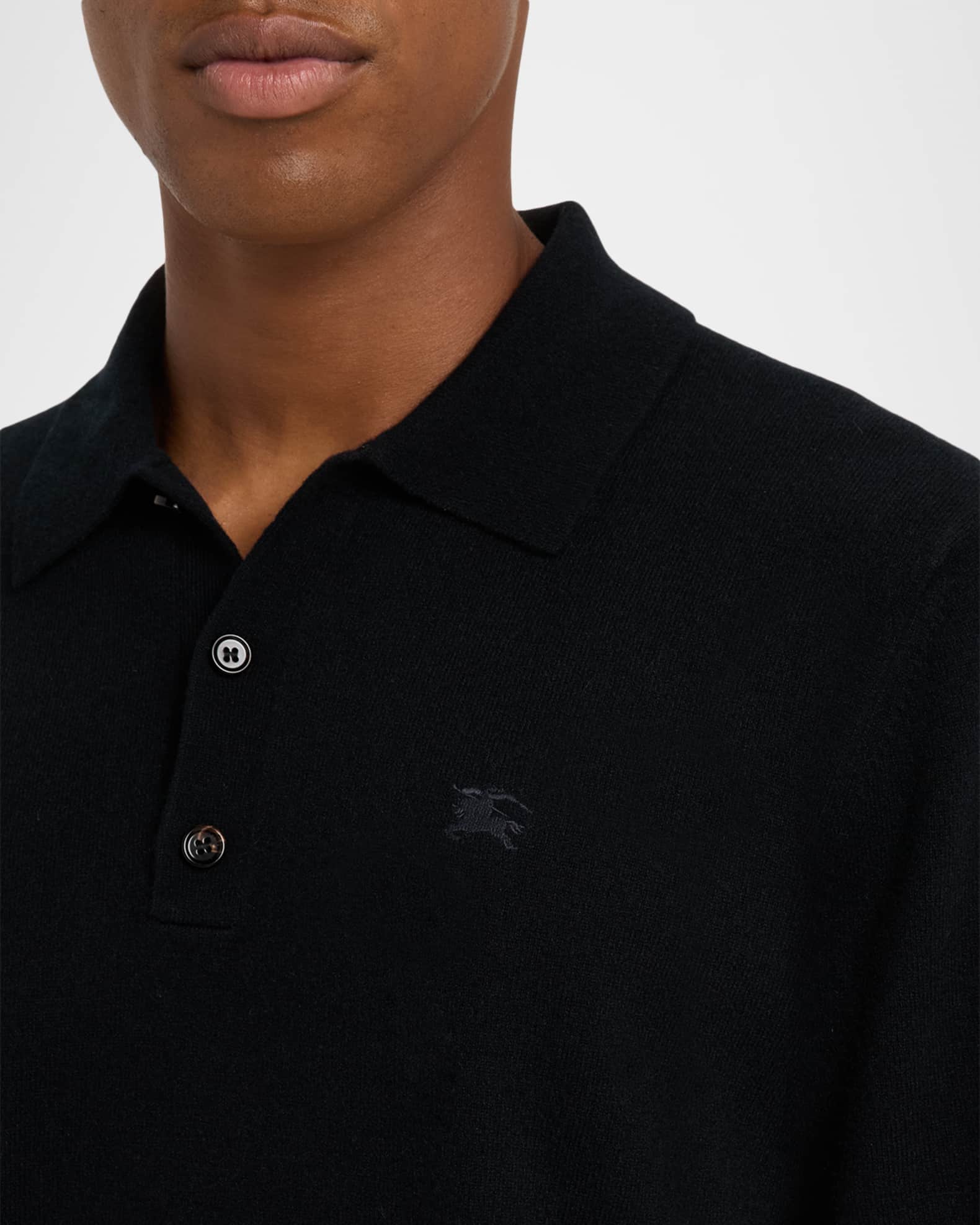 Burberry Men's Embroidered EKD Knit Polo Shirt | Neiman Marcus