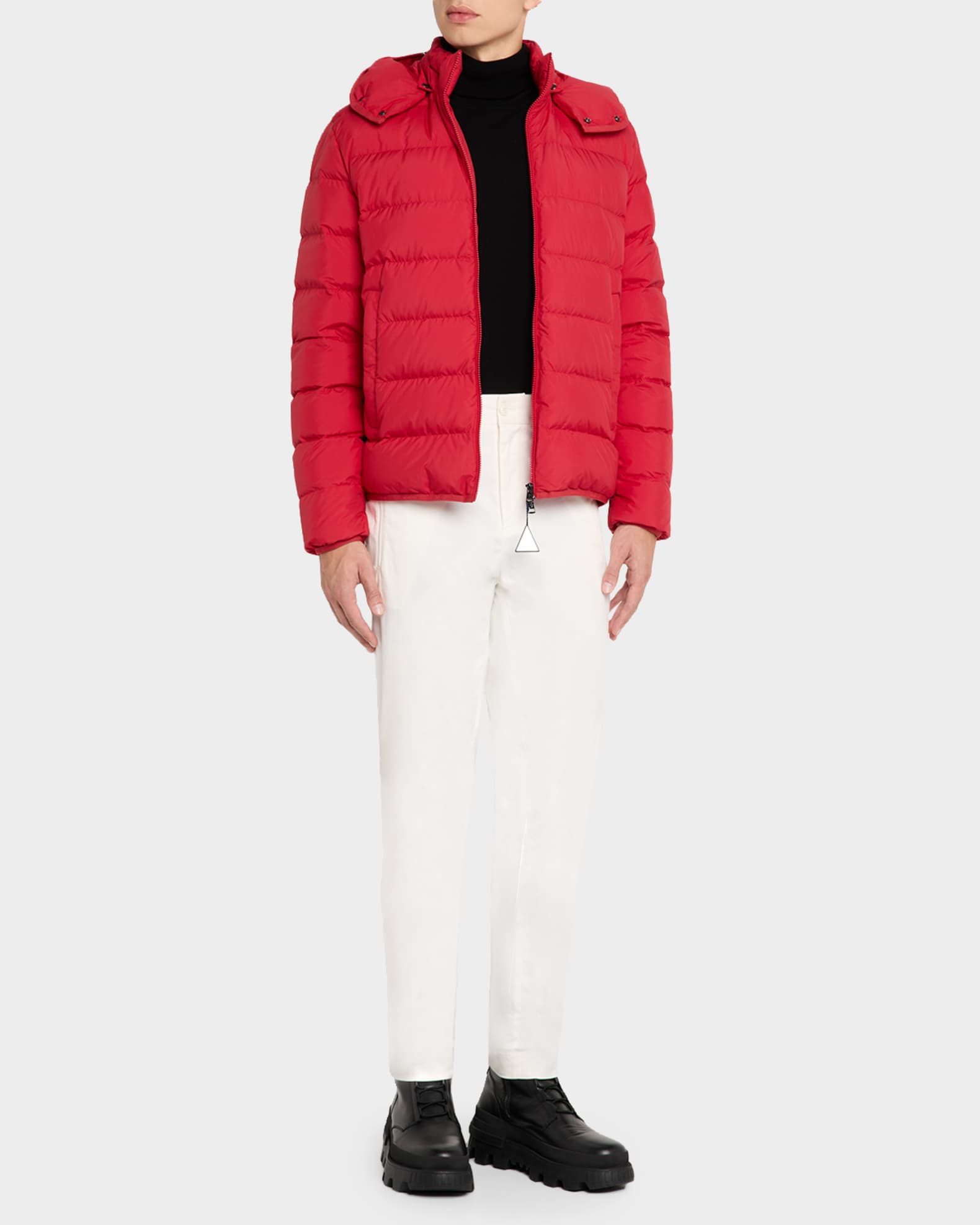 Moncler Men's Montbrocq Hooded Short Down Puffer Jacket | Neiman Marcus