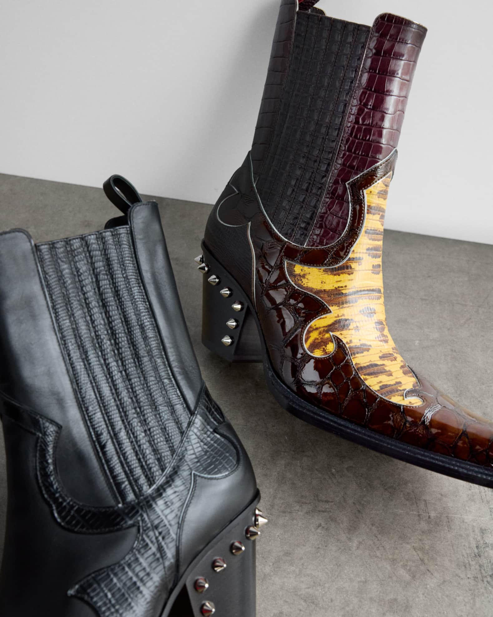 Christian Louboutin Men's Becca Uomo Embossed Leather Western Chelsea ...