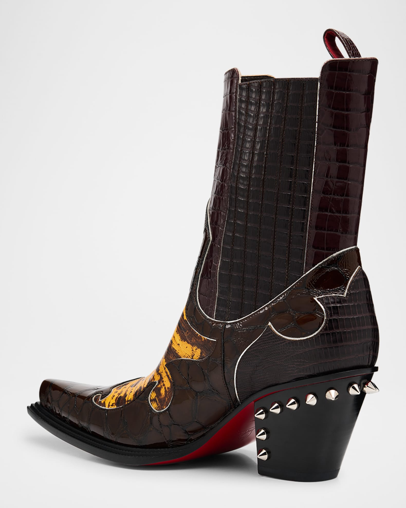 Christian Louboutin Men's Becca Uomo Embossed Leather Western Chelsea ...