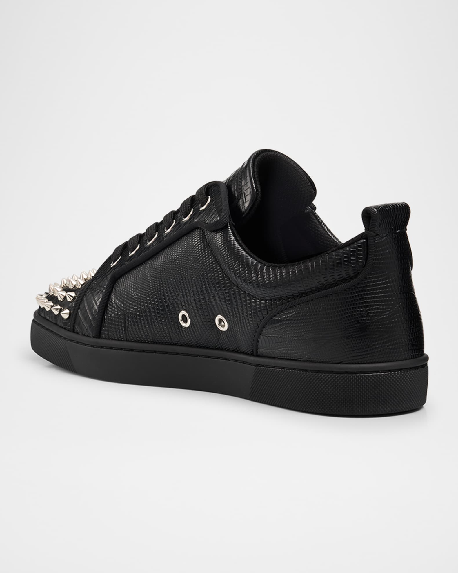 Christian Louboutin Men's Louis Junior Spikes Lizard-Effect Leather ...