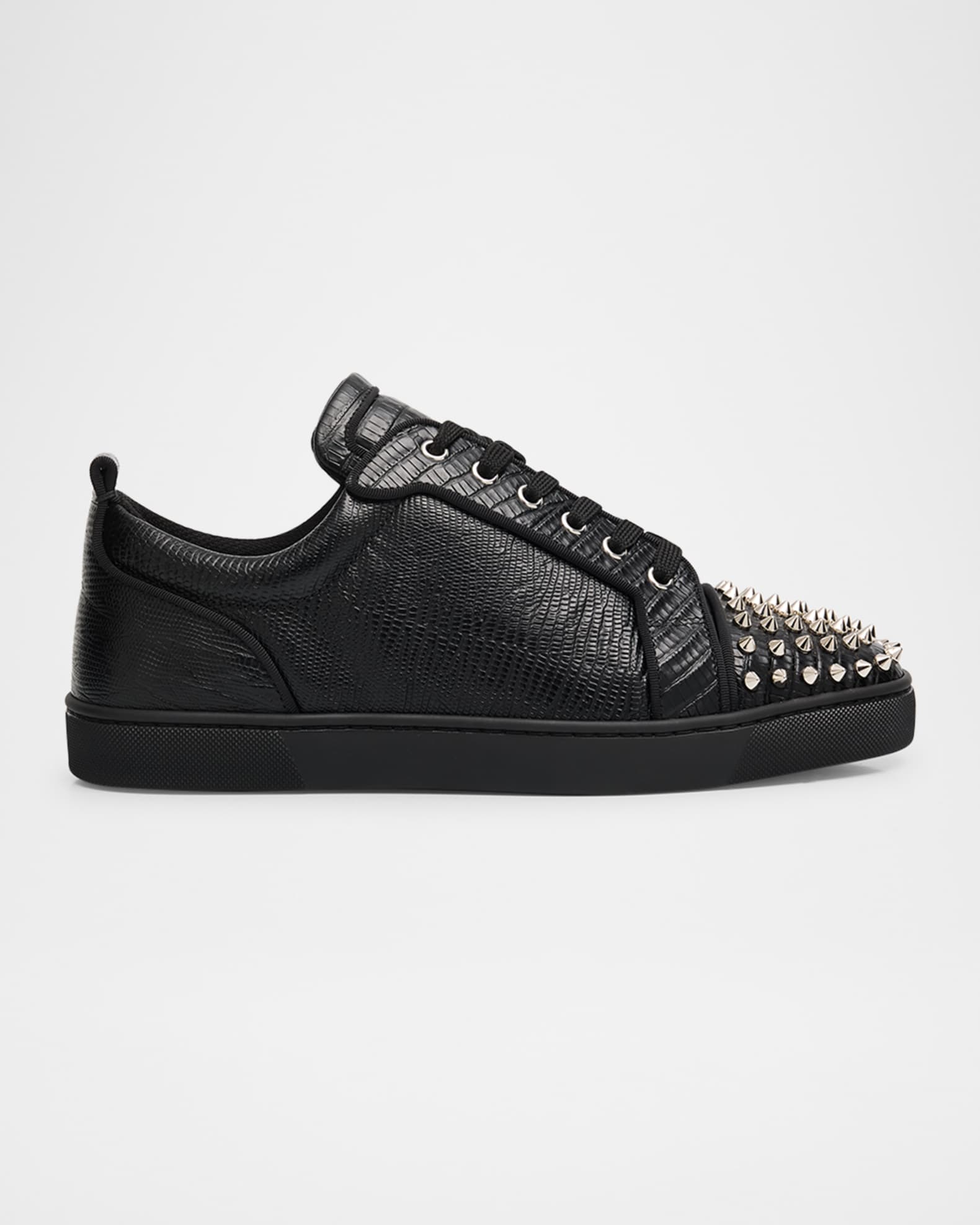 Christian Louboutin Men's Louis Junior Spikes Lizard-Effect Leather ...