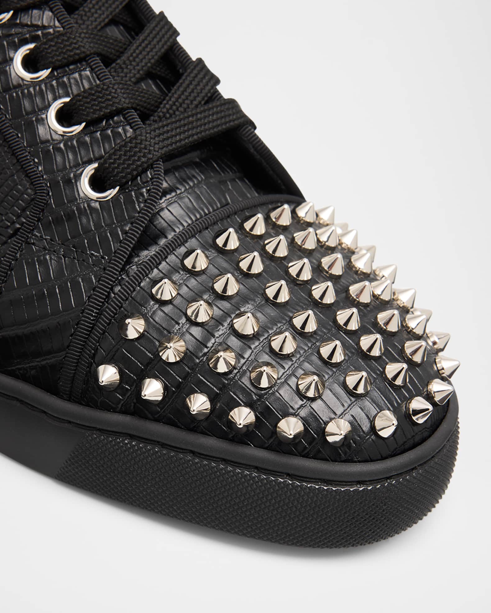 Christian Louboutin Men's Louis Junior Spikes Lizard-Effect Leather ...