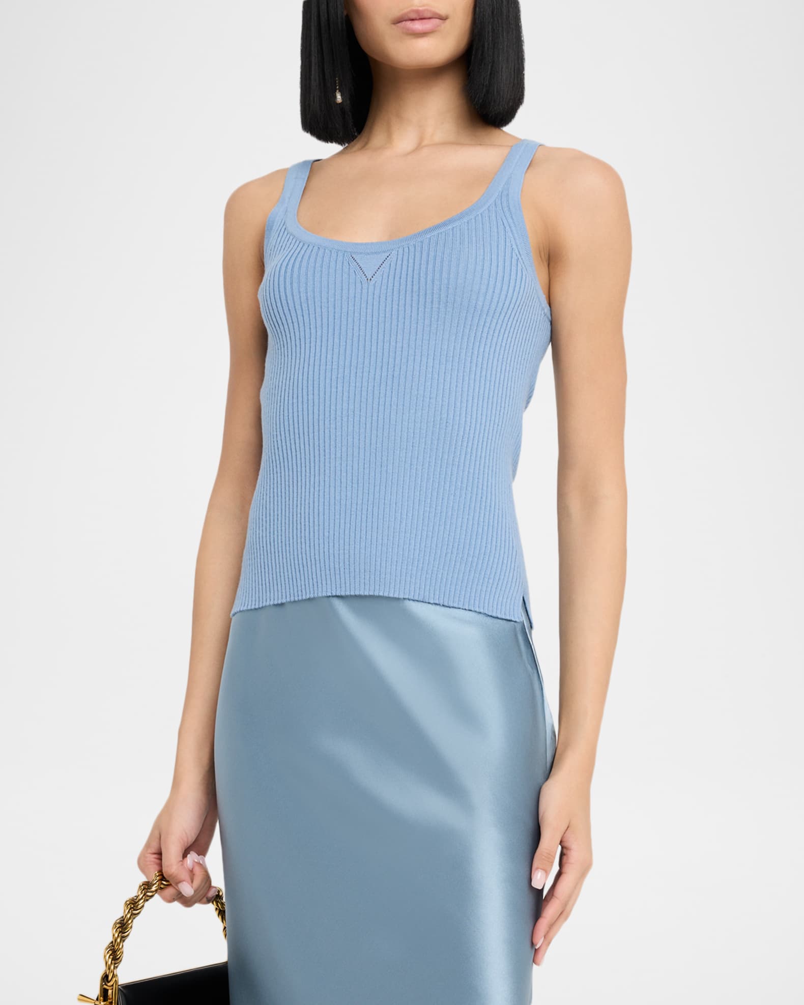 DOROTHEE SCHUMACHER Embellished Merino Ribbed Scoop-Neck Top | Neiman ...