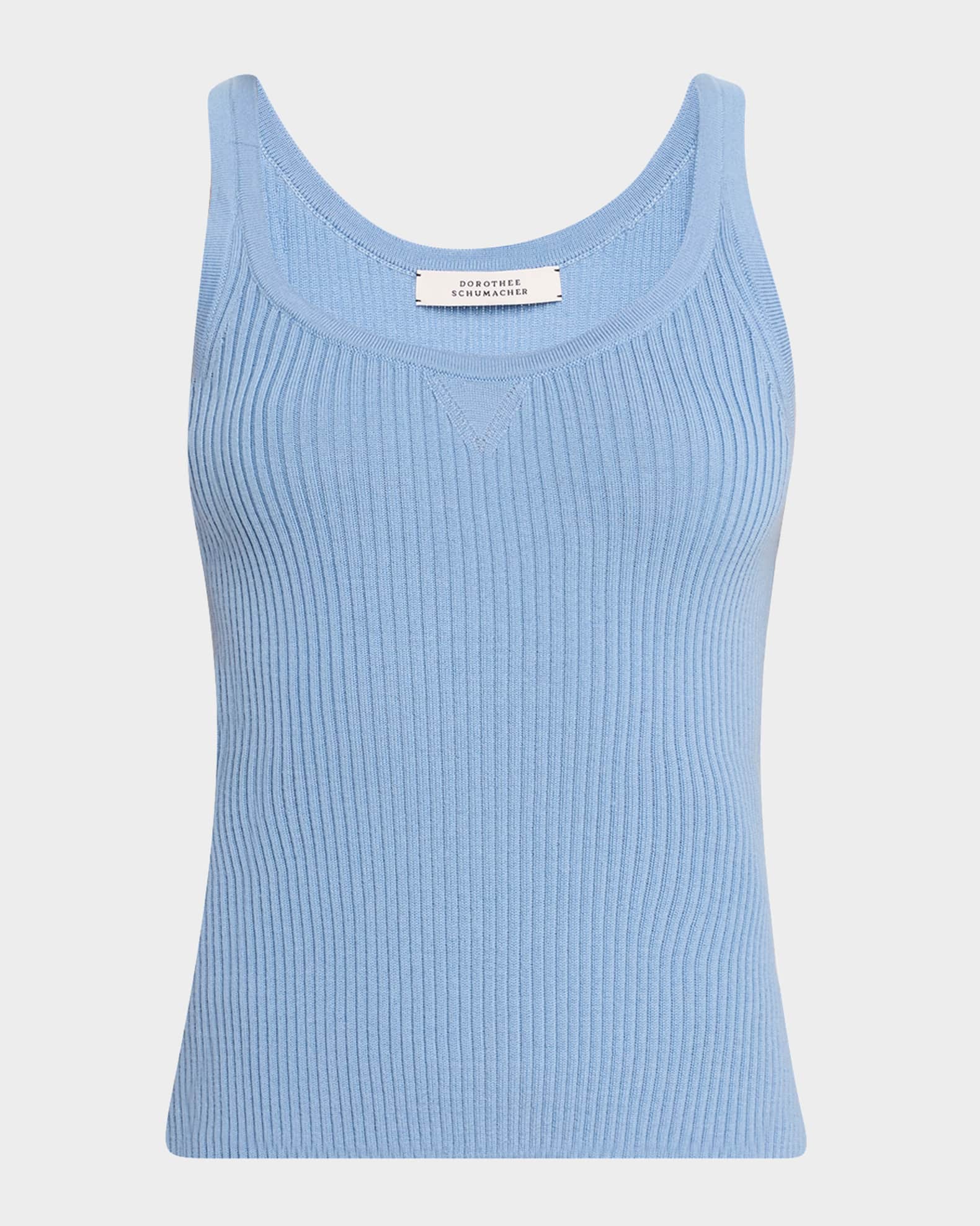 DOROTHEE SCHUMACHER Embellished Merino Ribbed Scoop-Neck Top | Neiman ...