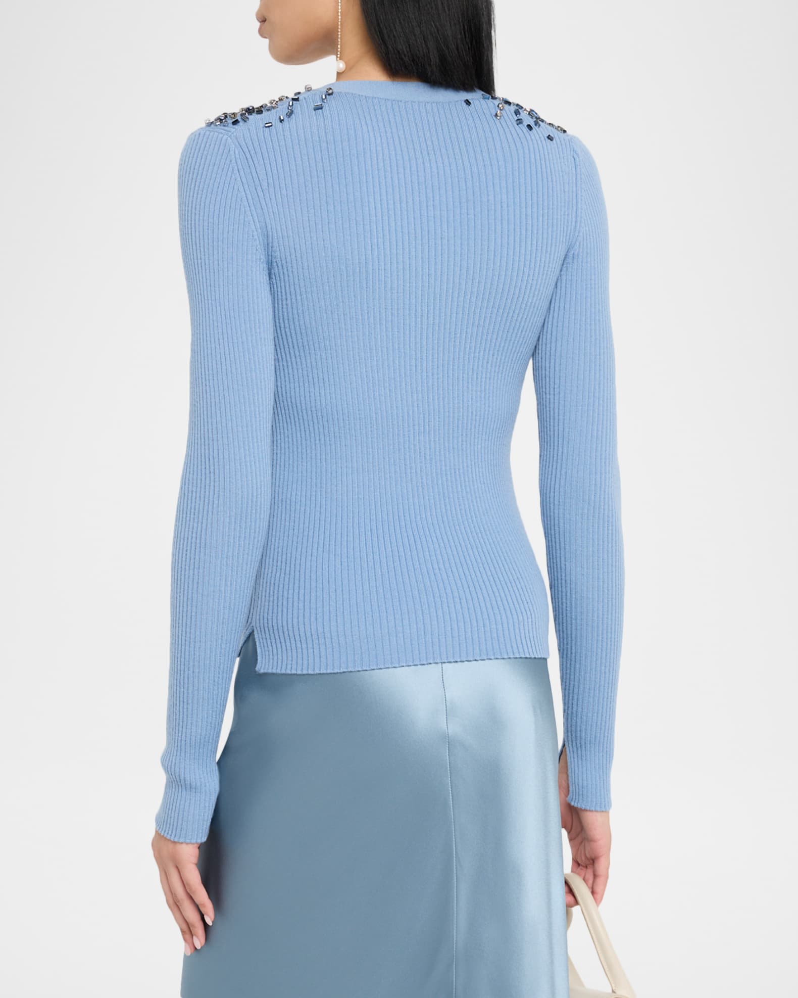 DOROTHEE SCHUMACHER Embellished Merino Beaded Rib Knit Cardigan ...