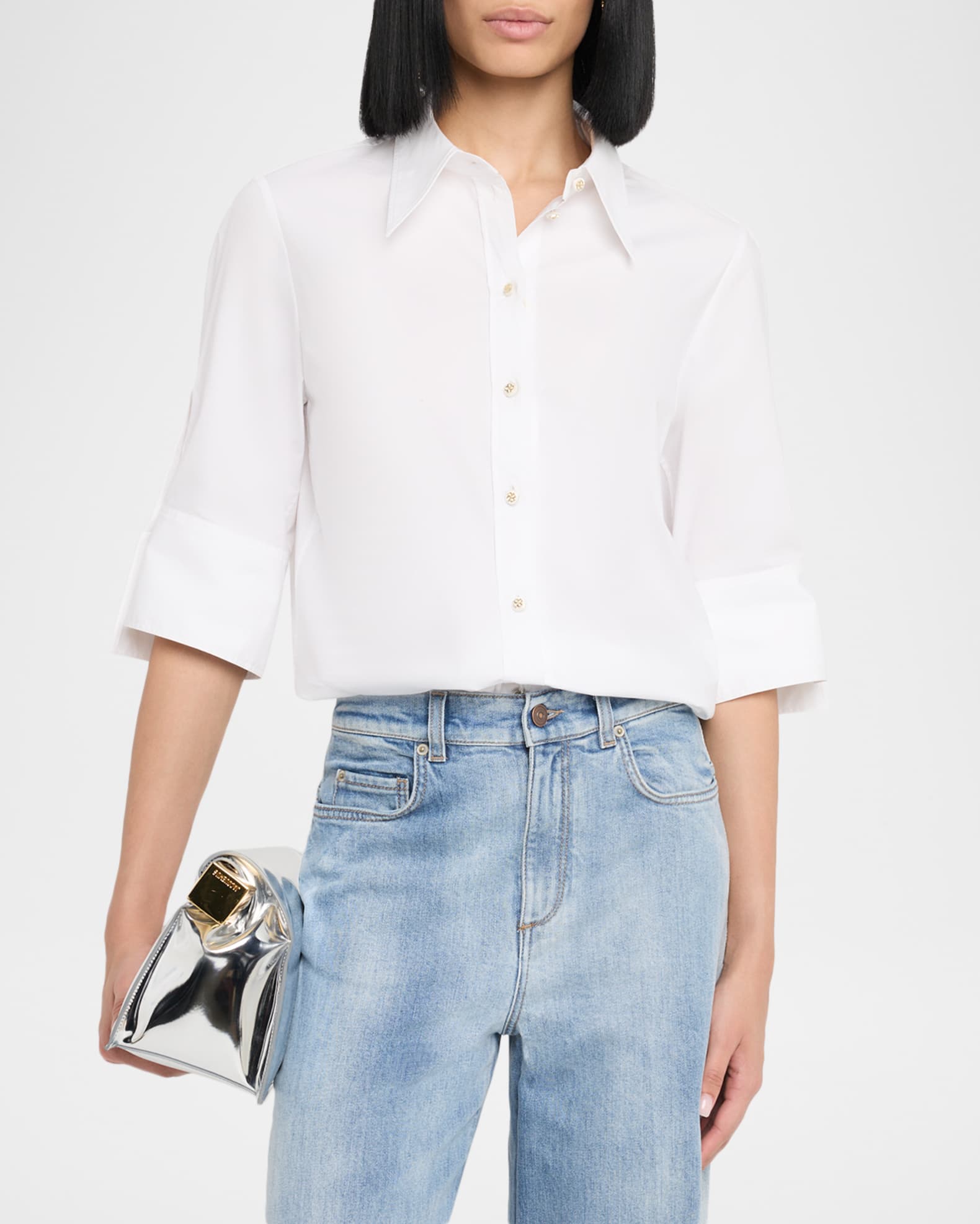 DOROTHEE SCHUMACHER Pure Power Button-Down Cotton Poplin Blouse ...