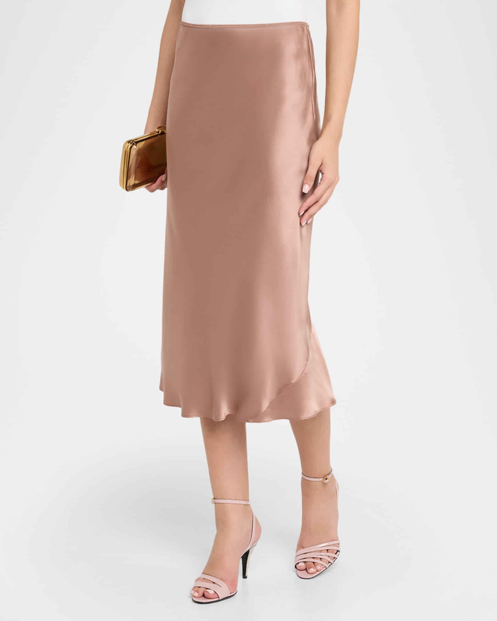 DOROTHEE SCHUMACHER Sense Of Shine Bias-Cut Silk Satin Midi Skirt ...
