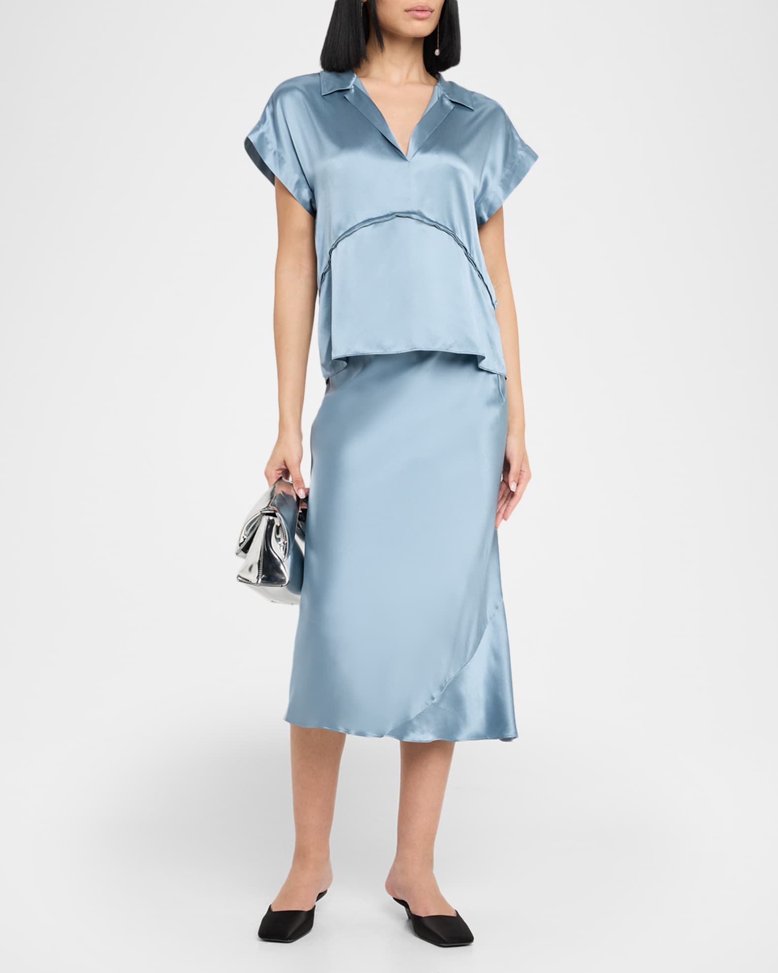 DOROTHEE SCHUMACHER Sense Of Shine Bias-Cut Silk Satin Midi Skirt ...