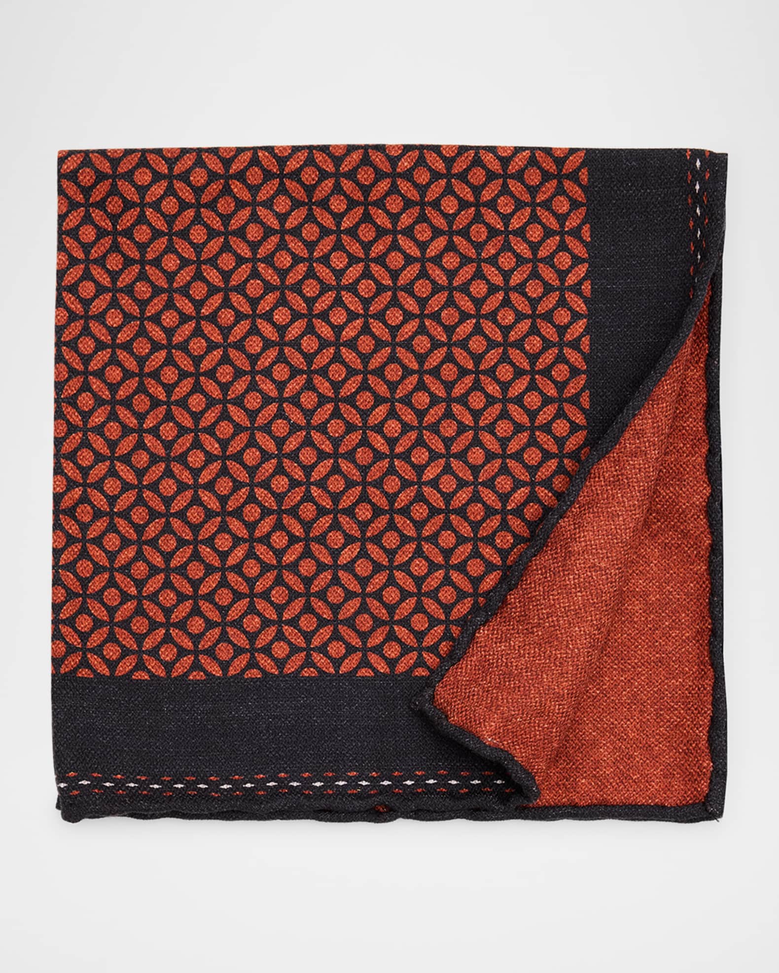 Brunello Cucinelli Men's Geometric-Print Silk Pocket Square | Neiman Marcus