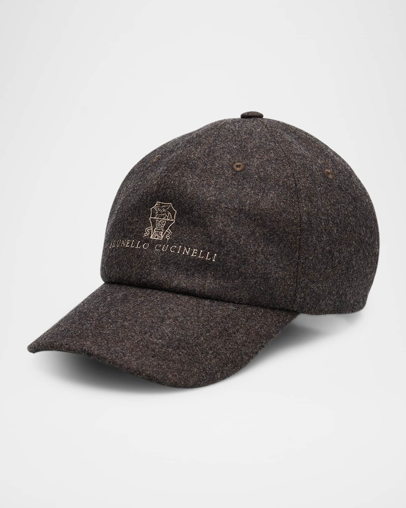 Brunello Cucinelli Men's Cashmere Baseball Cap with Logo | Neiman Marcus