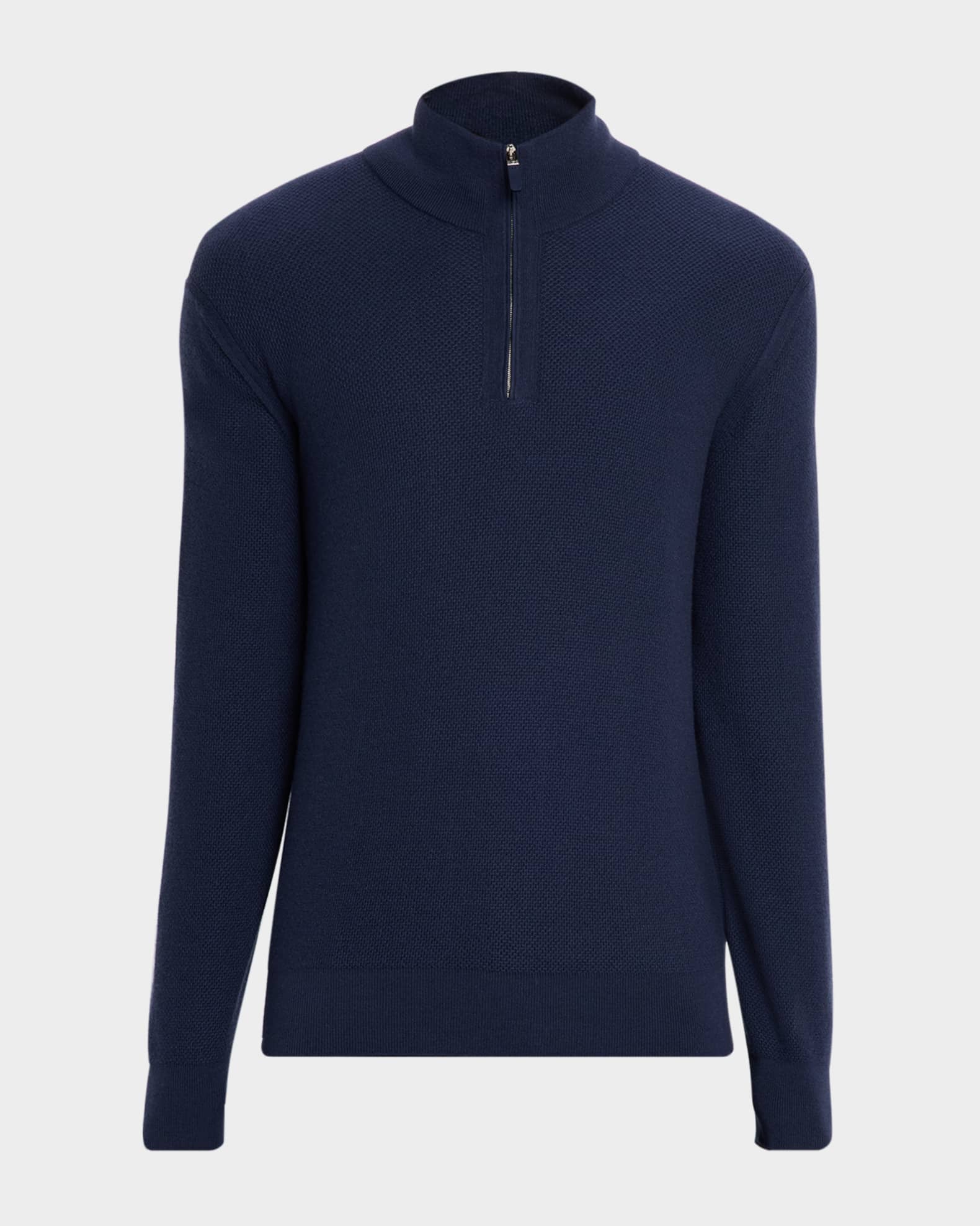 ZEGNA Men's Cashmere Waffle-Knit Quarter-Zip Sweater | Neiman Marcus