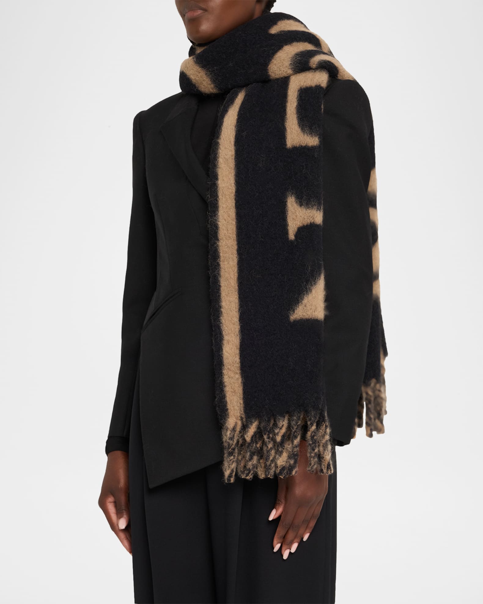 McQueen Wool-Blend Logo Jacquard Scarf | Neiman Marcus