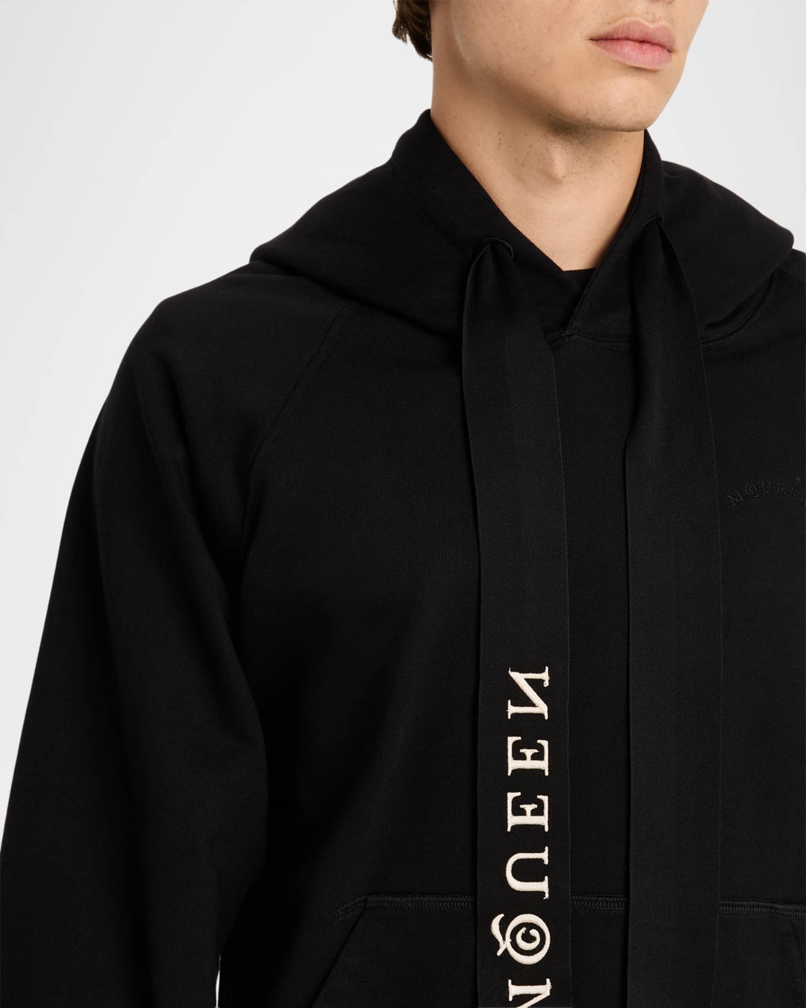 McQueen Men's Maxi Drawcord Logo Hoodie | Neiman Marcus