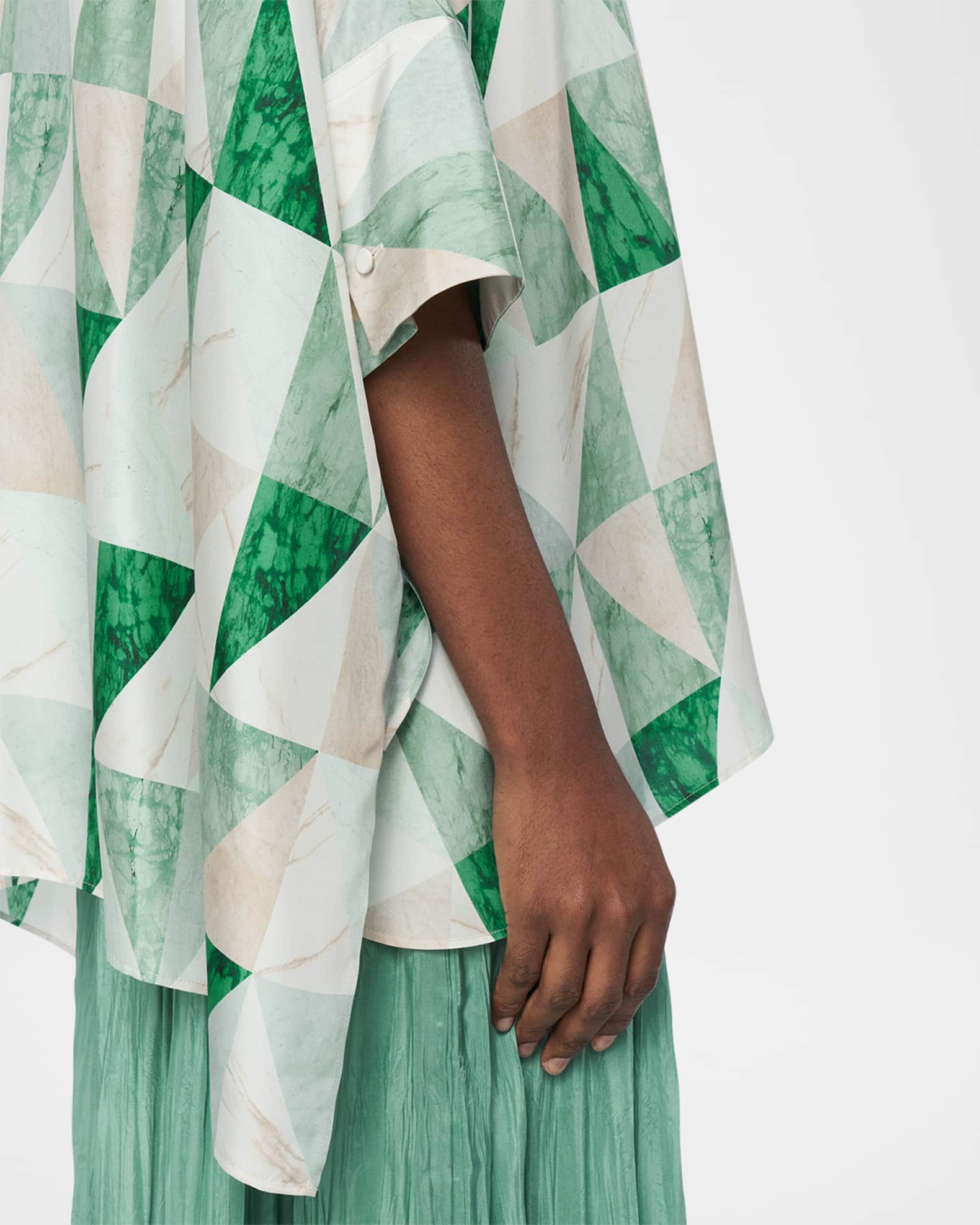Joseph Arcole Marble-Print Habotai Silk Blouse | Neiman Marcus