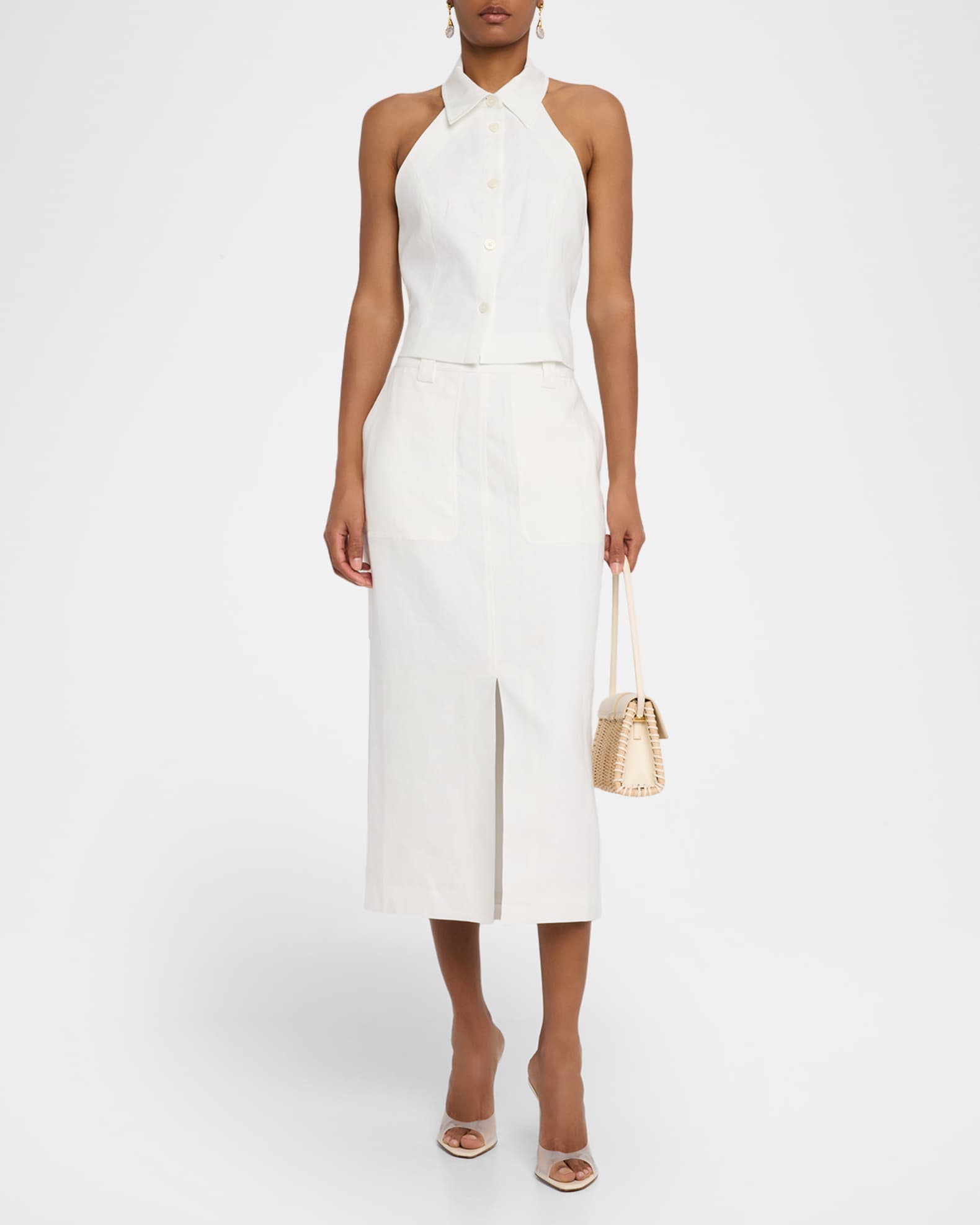 Sans Faff Positano Linen Halter Top | Neiman Marcus