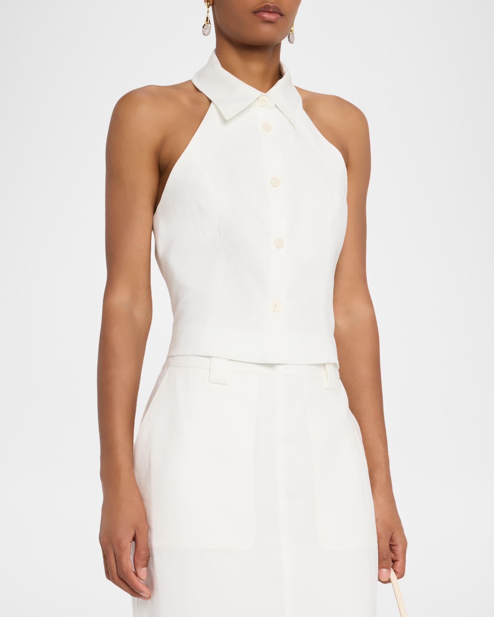 Sans Faff Positano Linen Halter Top | Neiman Marcus