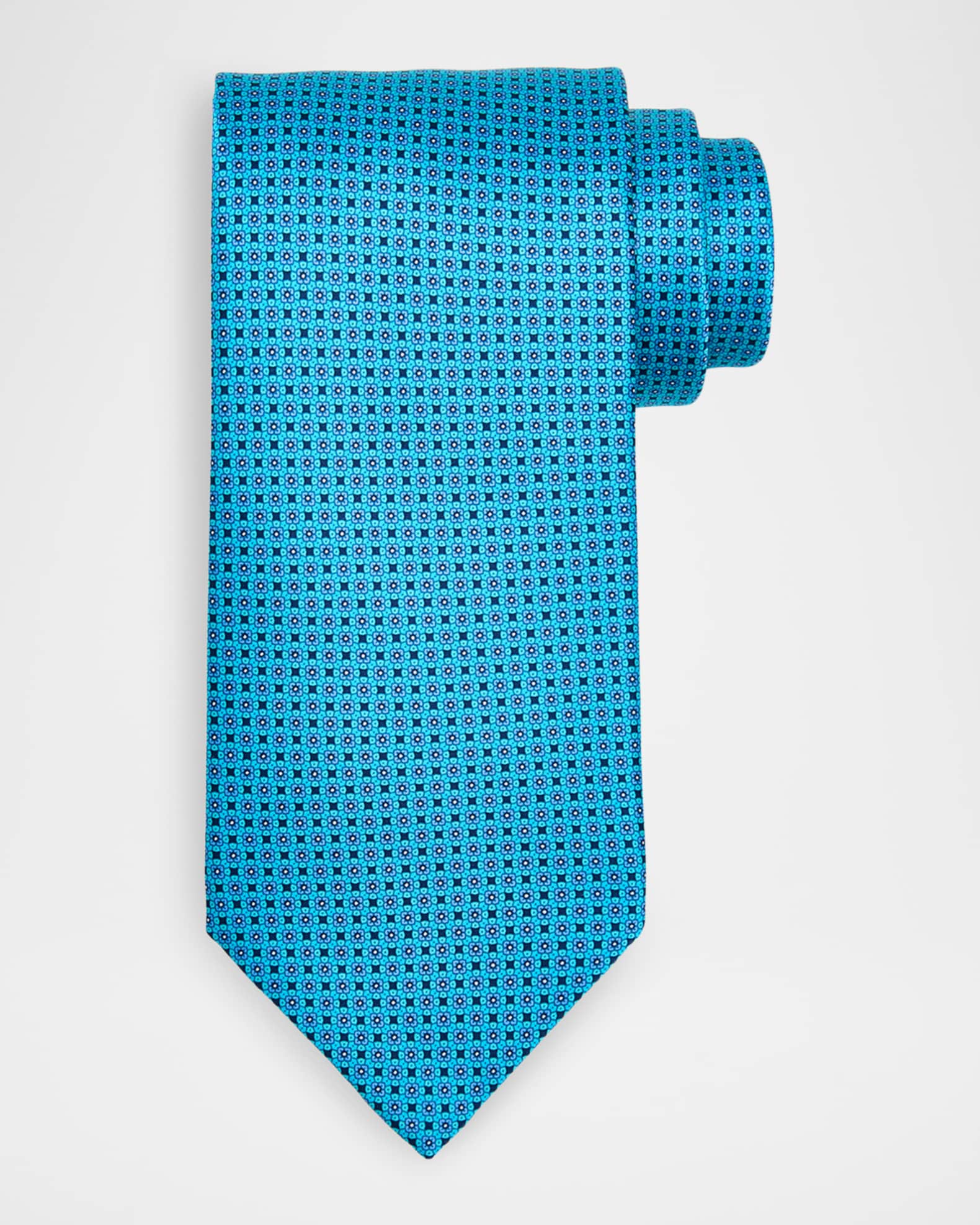 Stefano Ricci Men's Connected Geo Floral Silk Tie | Neiman Marcus