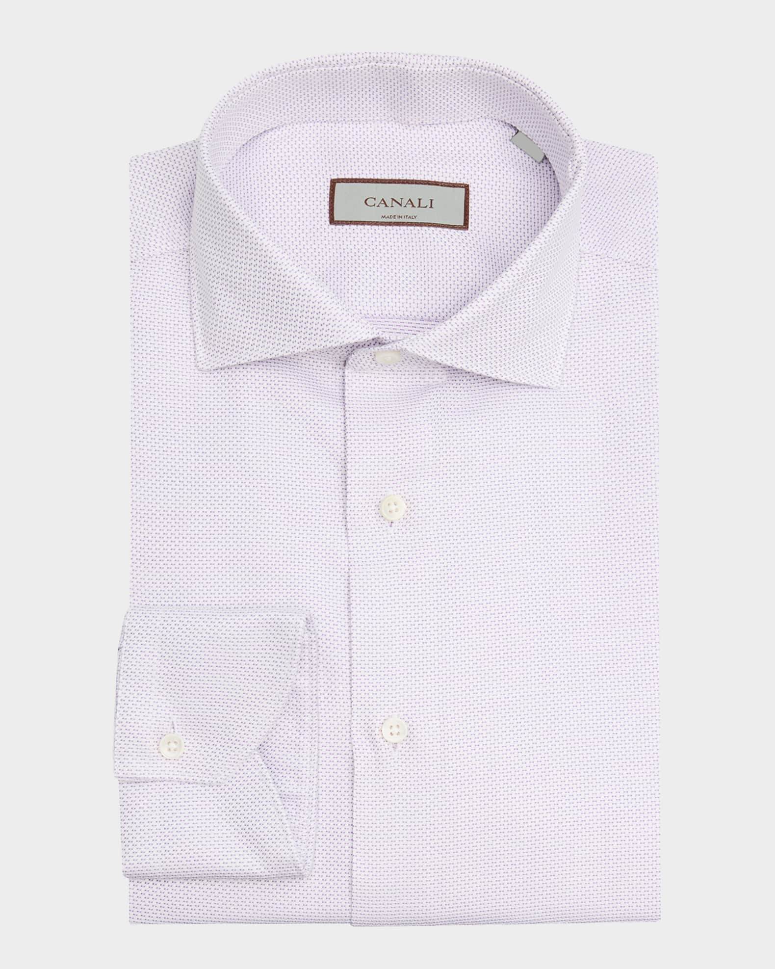 Canali Men's Spread-Collar Structured Cotton Dress Shirt | Neiman Marcus