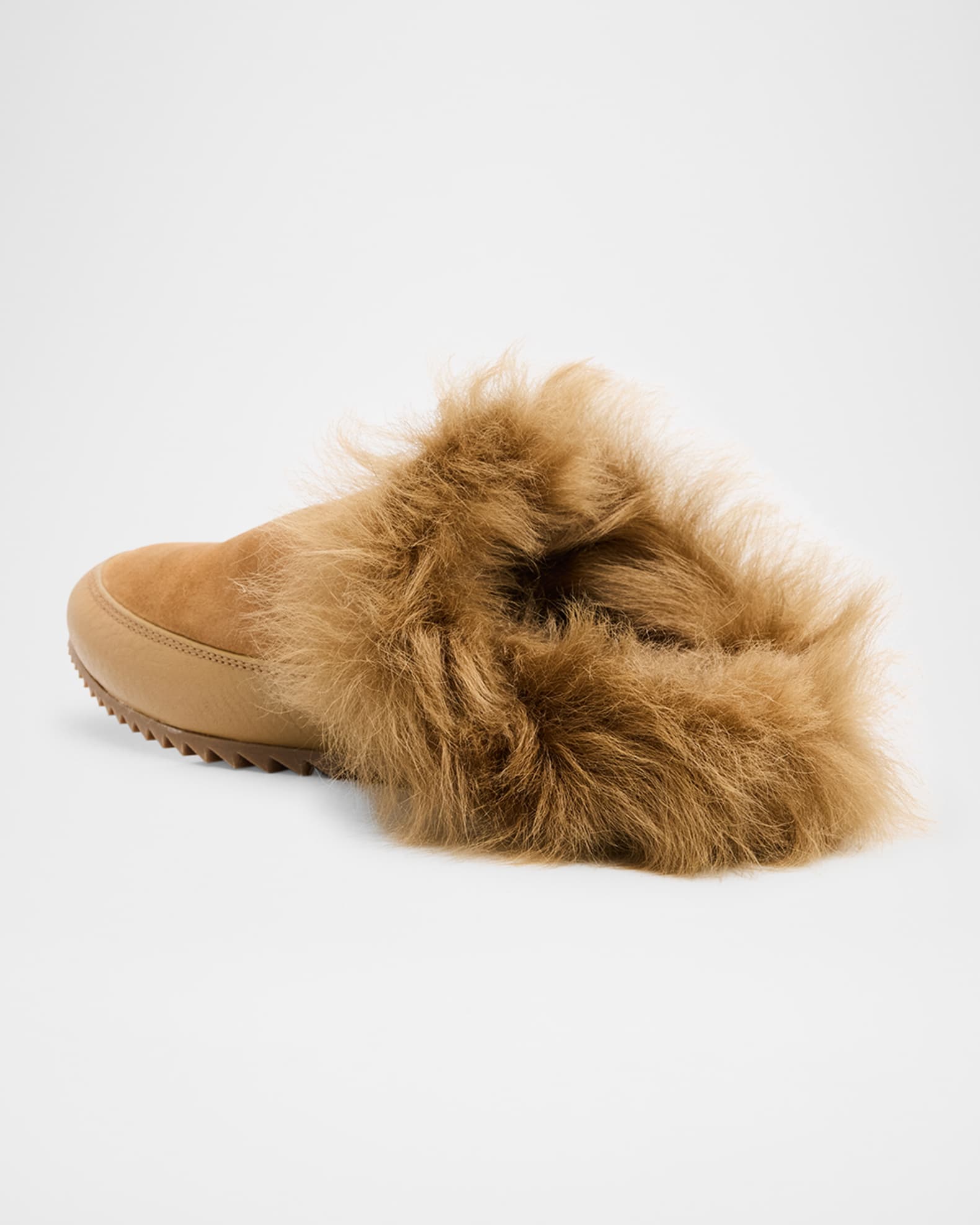 Pedro Garcia Jan Fur-Lined Mixed Leather Slippers | Neiman Marcus